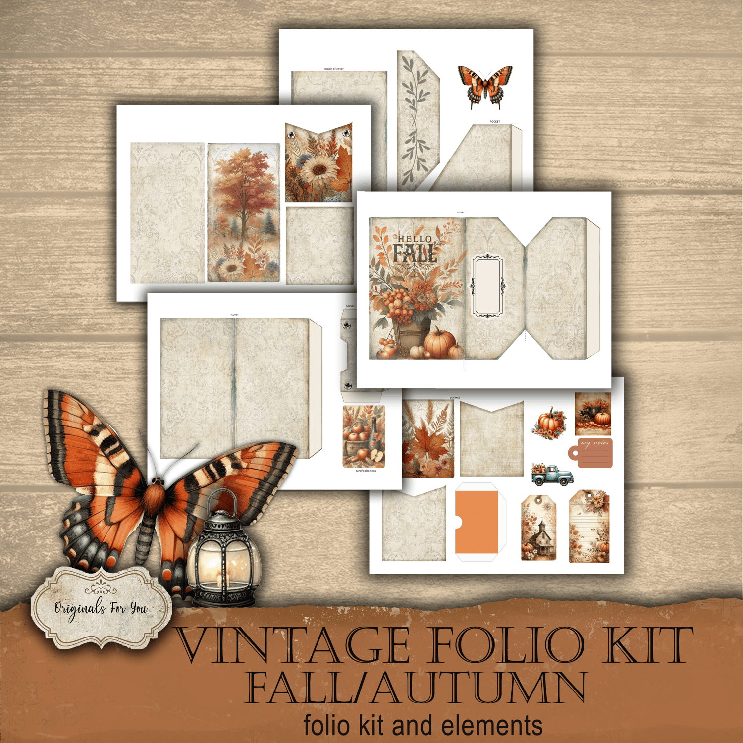 Vintage Folio Kit - FALL/AUTUMN- Junk Journal Papers, Shabby, Printable ...