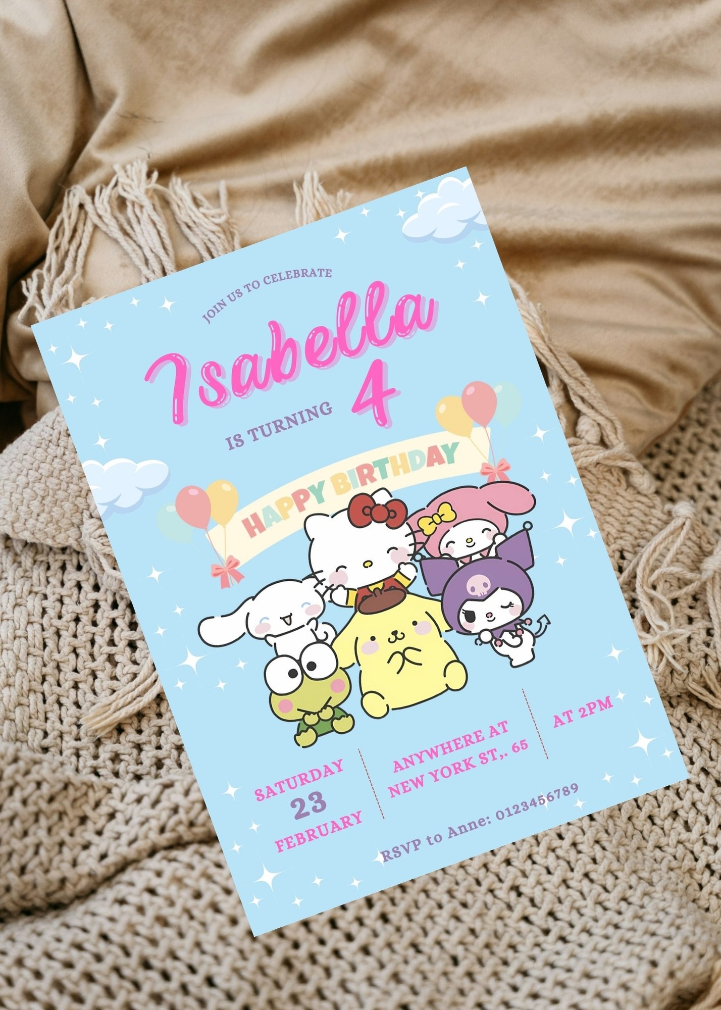 Sanrio Pastel Birthday Invitation | Hello Kitty & Friends Party Invite ...