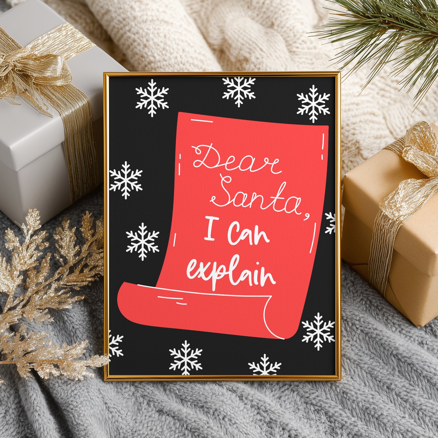 Dear Santa I Can Explain Christmas Wall Art | Funny Holiday Sign | Kids ...