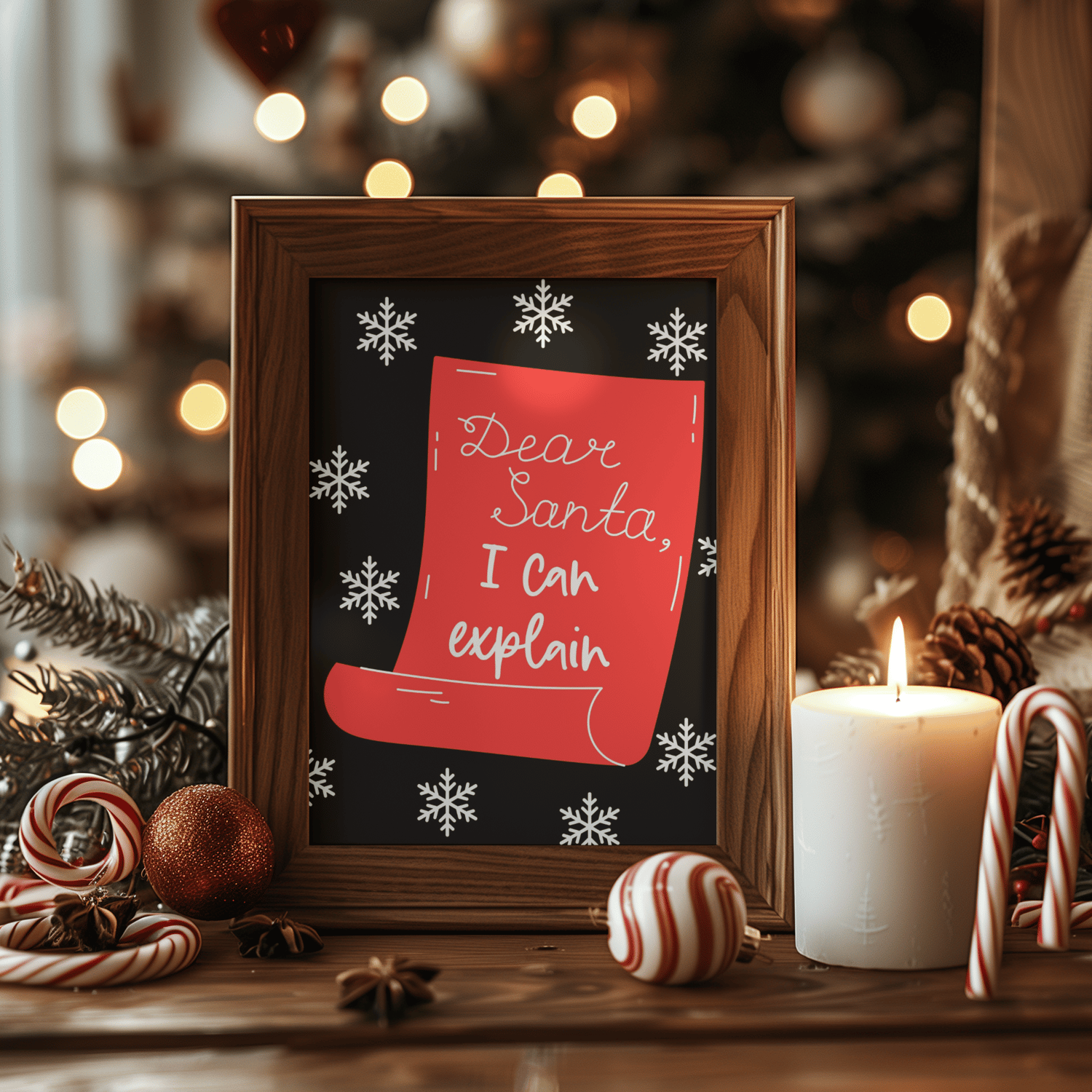Dear Santa I Can Explain Christmas Wall Art | Funny Holiday Sign | Kids ...