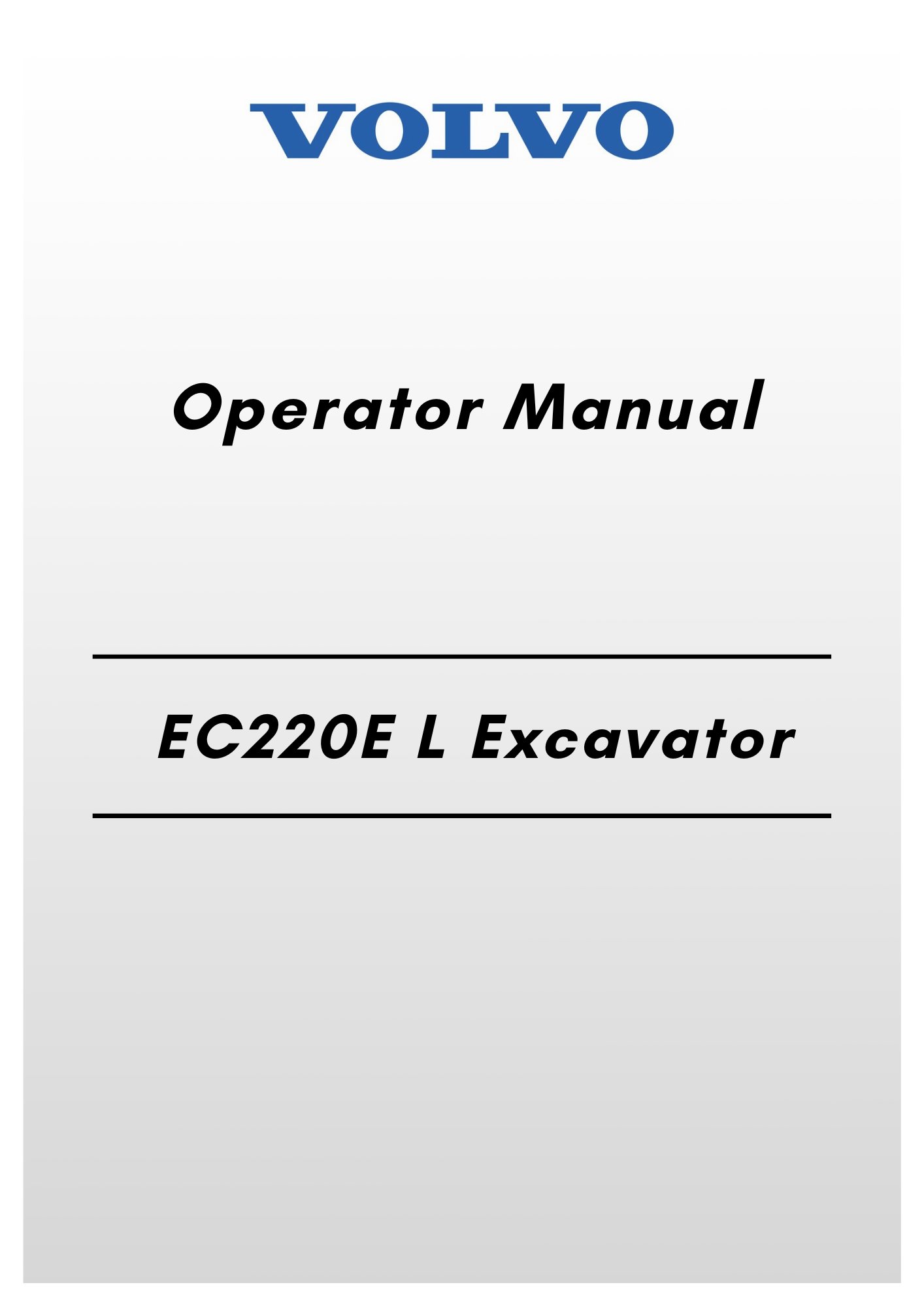 Volvo EC220E L Operator Excavator manual