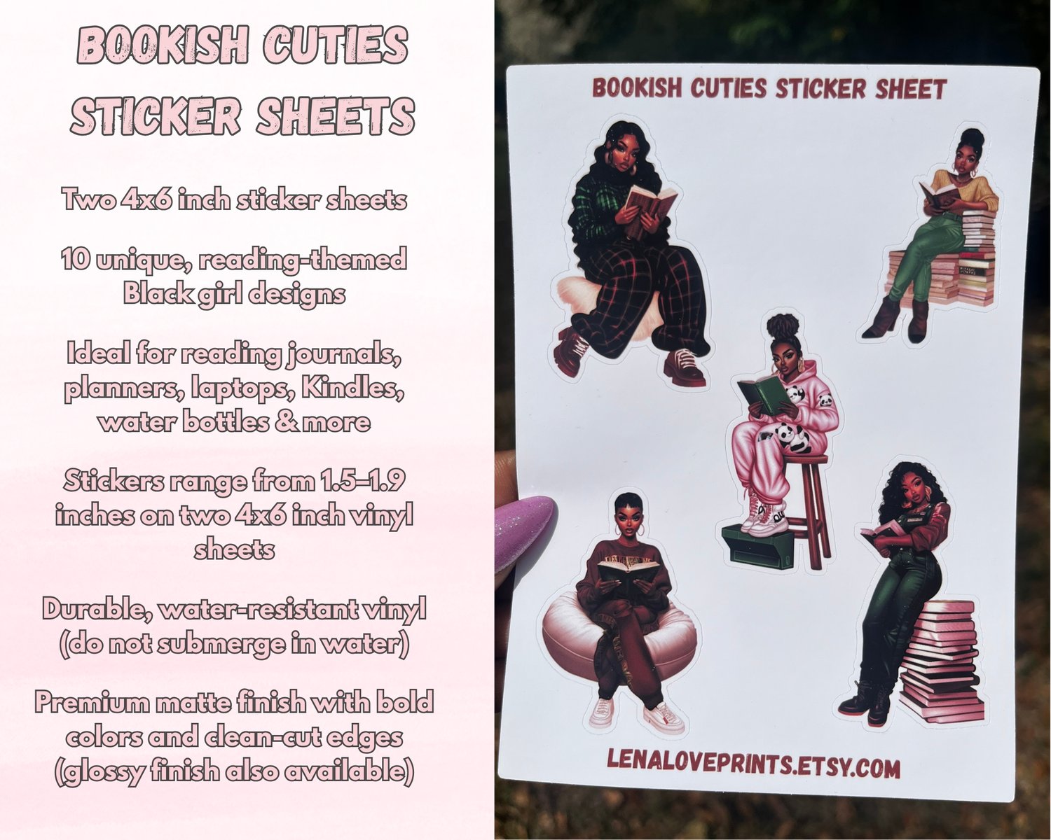 Bookish Black Girl Sticker Sheet - Payhip