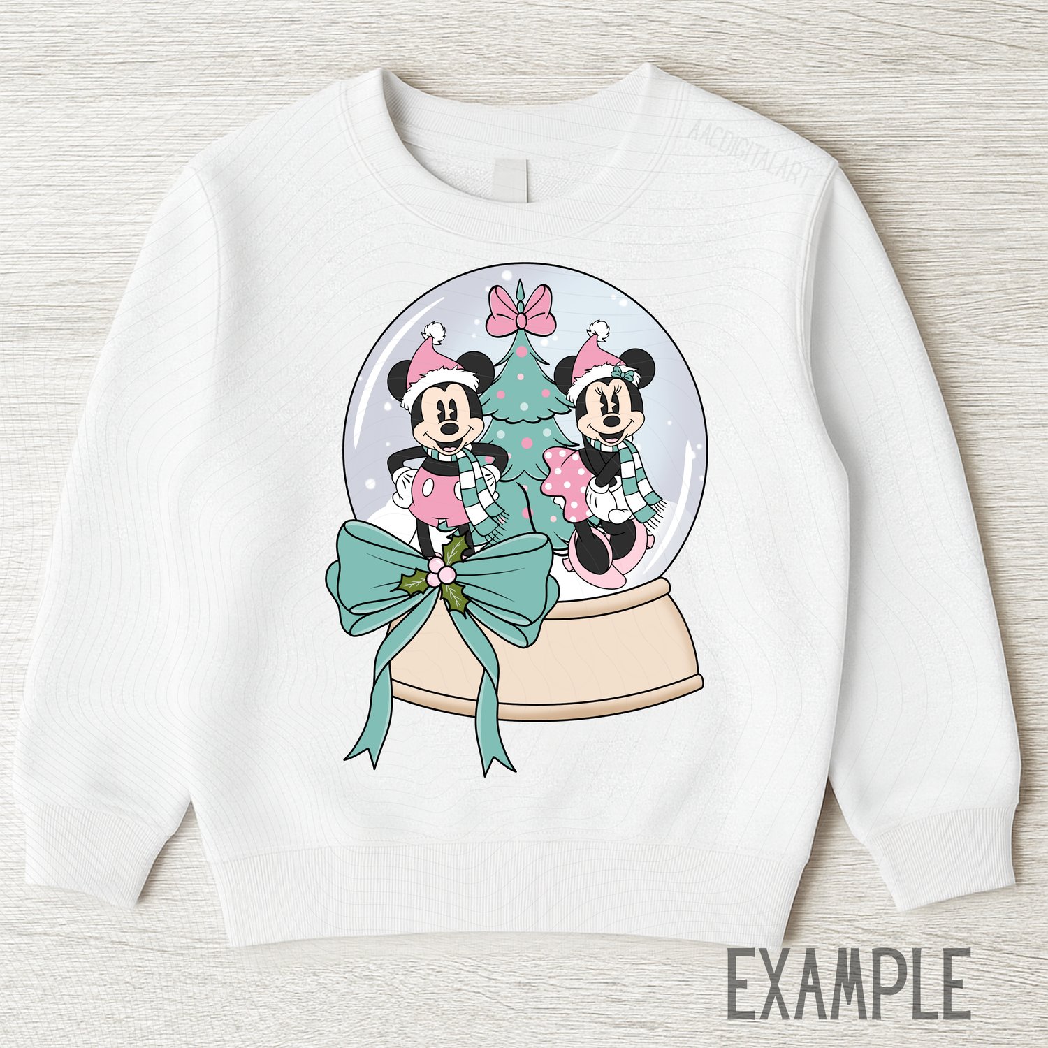 Retro Christmas Mickey y Minnie Clipart | Pink y Mint Snow Globe PNG ...