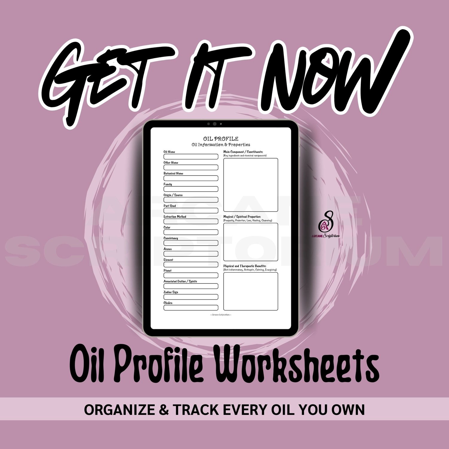 (PDF) Oil Profile Worksheets | Printable | Digital Download - Payhip