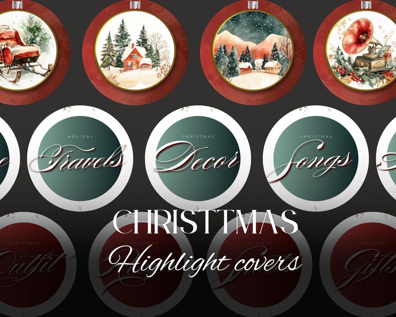Luxury Christmas Instagram Highlight Covers • 30 Elegant Holiday Canva ...