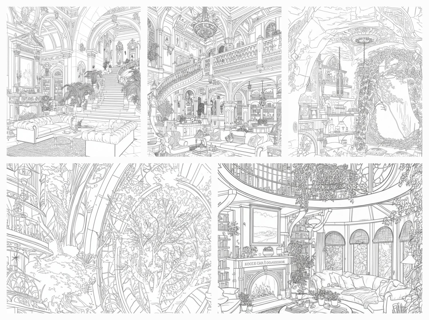Design Your Dream Haven: Fantasy Interior Coloring Book – 20 Printable ...