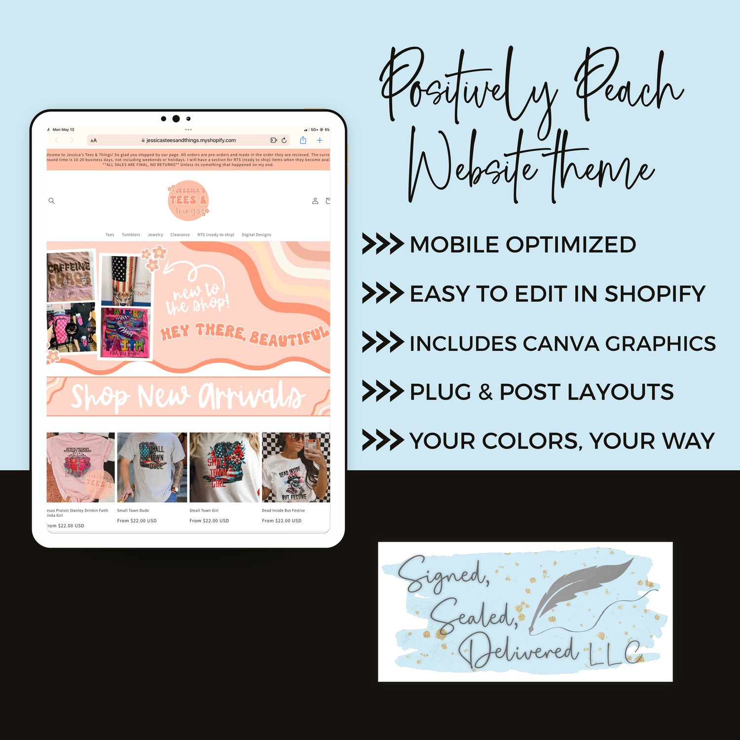 Positively Peach Theme Shopify Website Set Up - Payhip