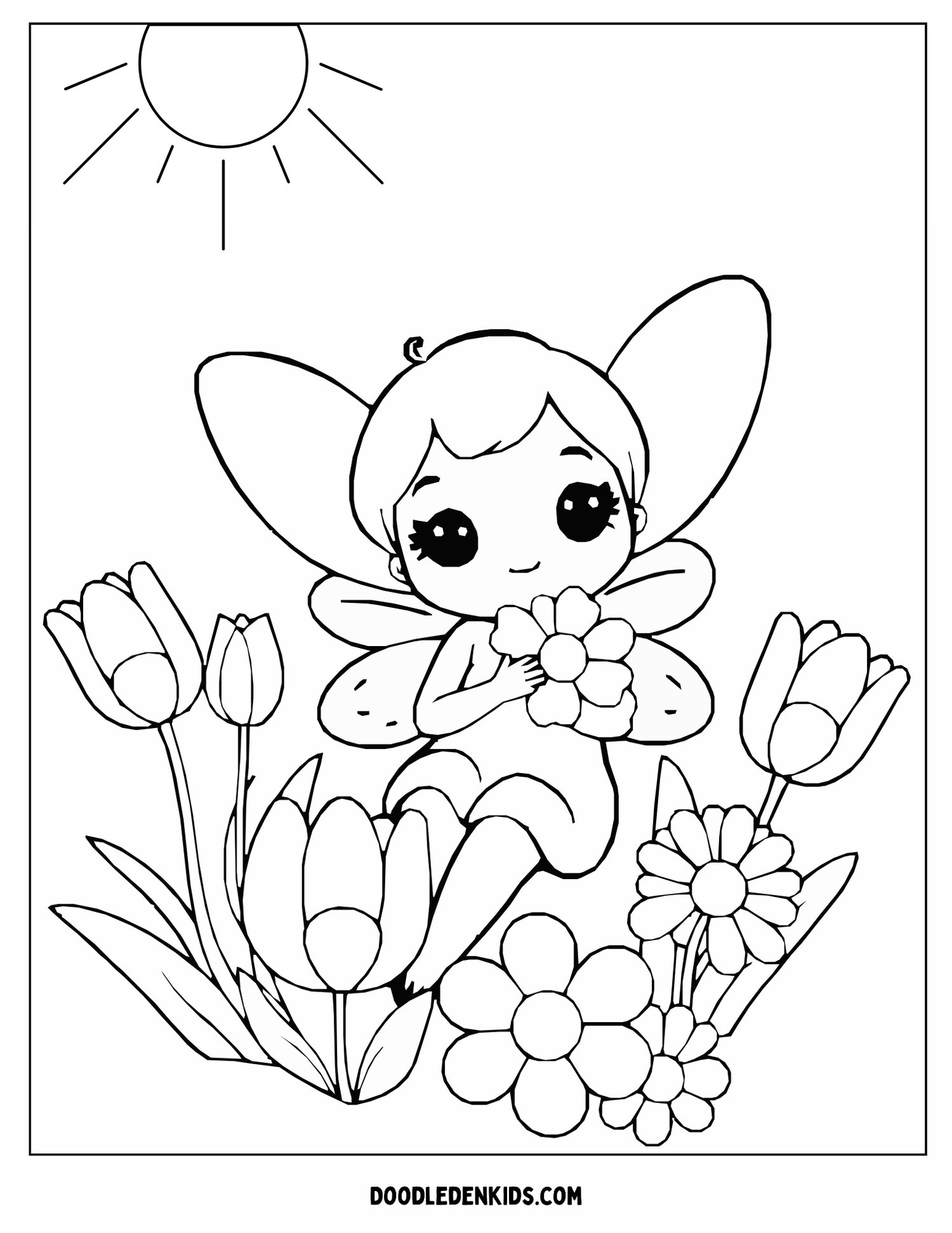 Free Blossom Garden Fairy Coloring Page for Kids | Whimsical & Cute ...