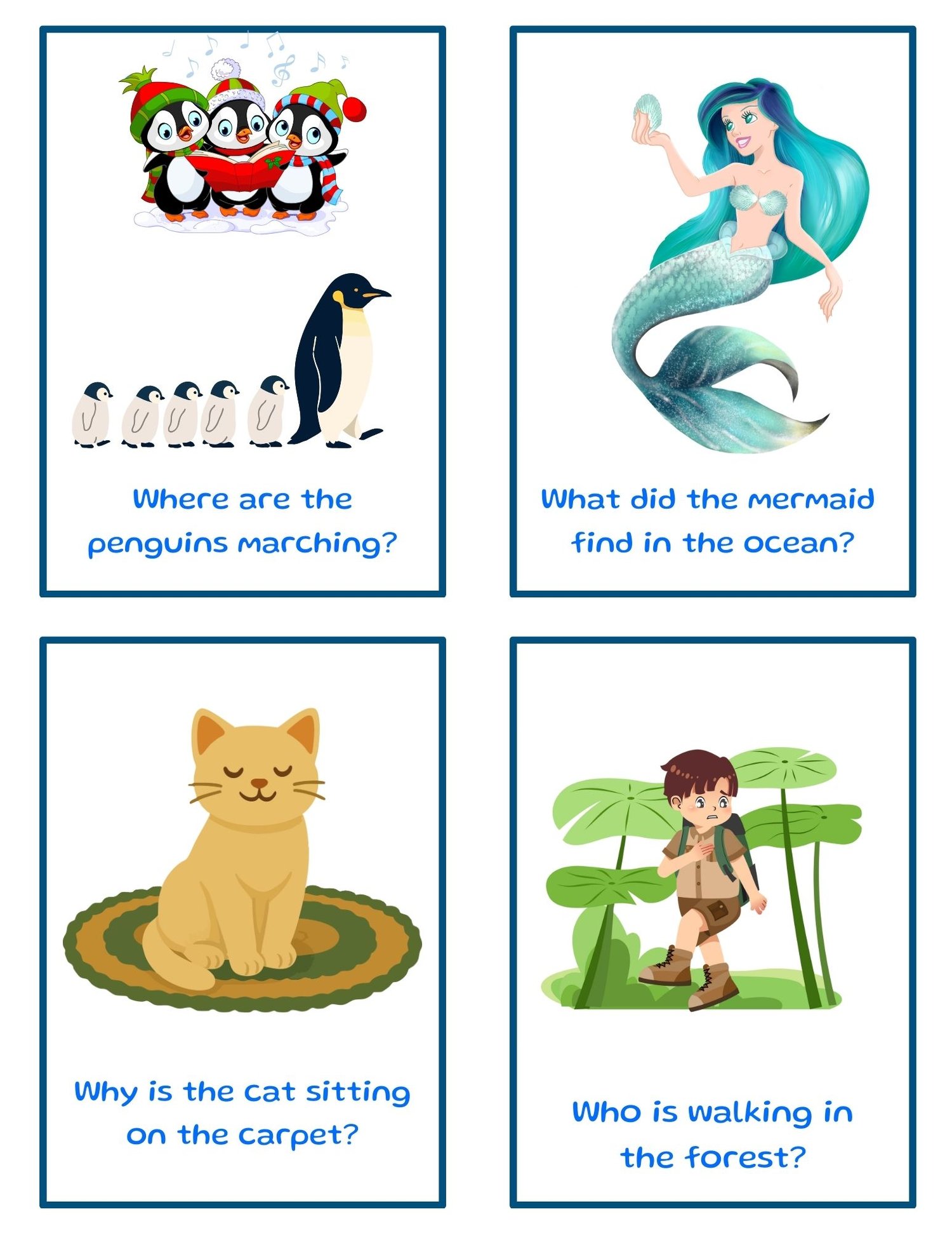 Printable PDF Flashcards: WH-Questions for Kids