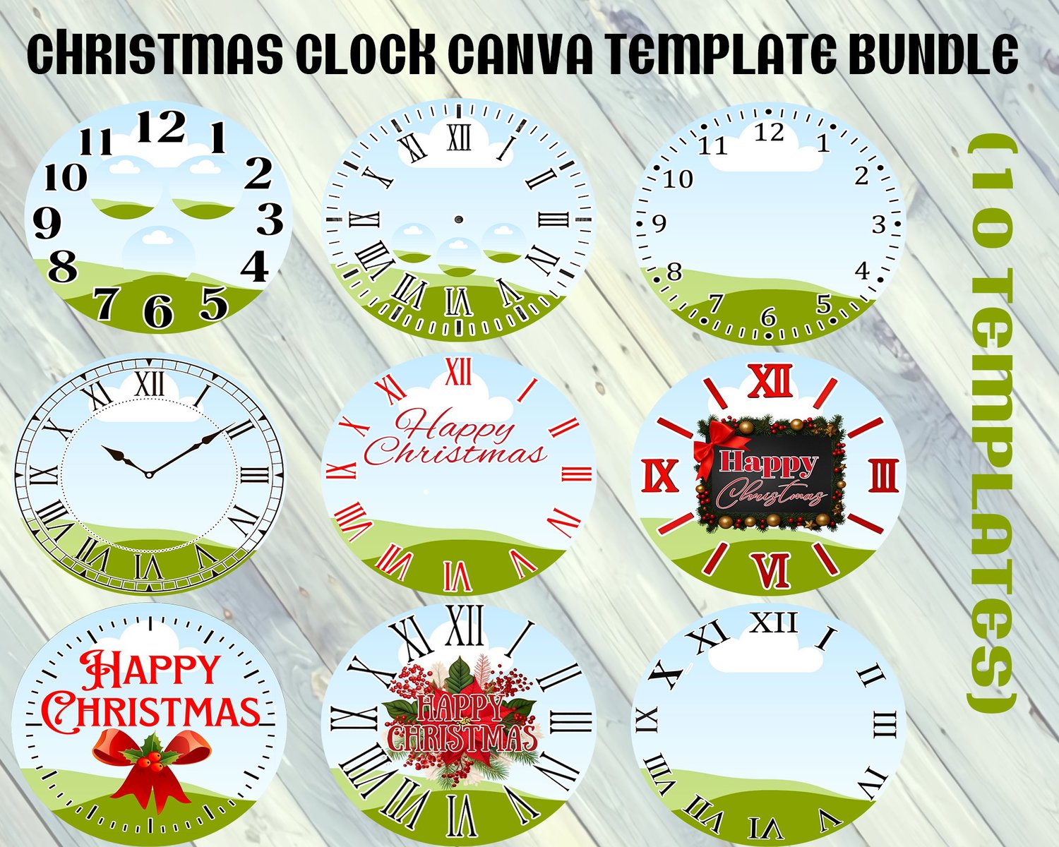 Free Christmas Clock Design 1 Canva Template – Fully Editable Holiday ...