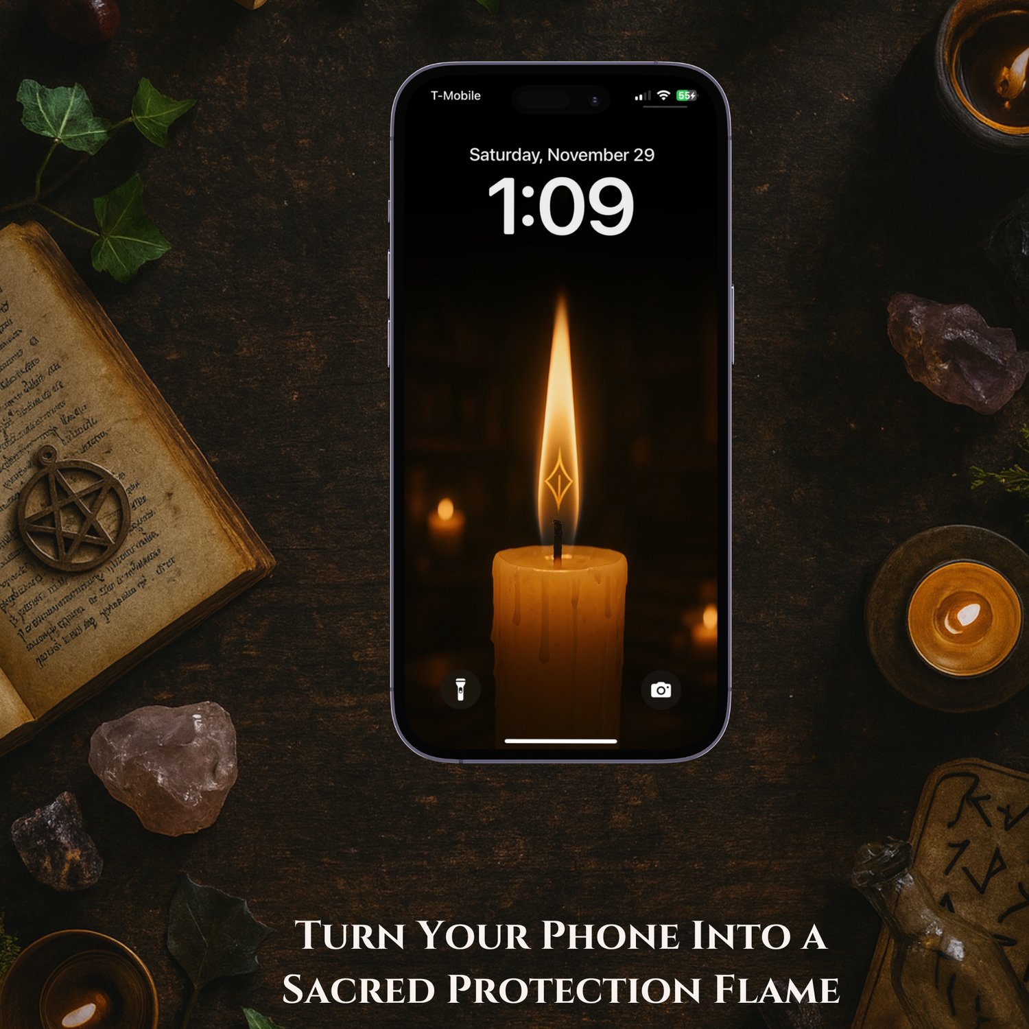 Protection Flame Candle Mobile Phone Wallpaper | Fire Magic Shield Lock ...