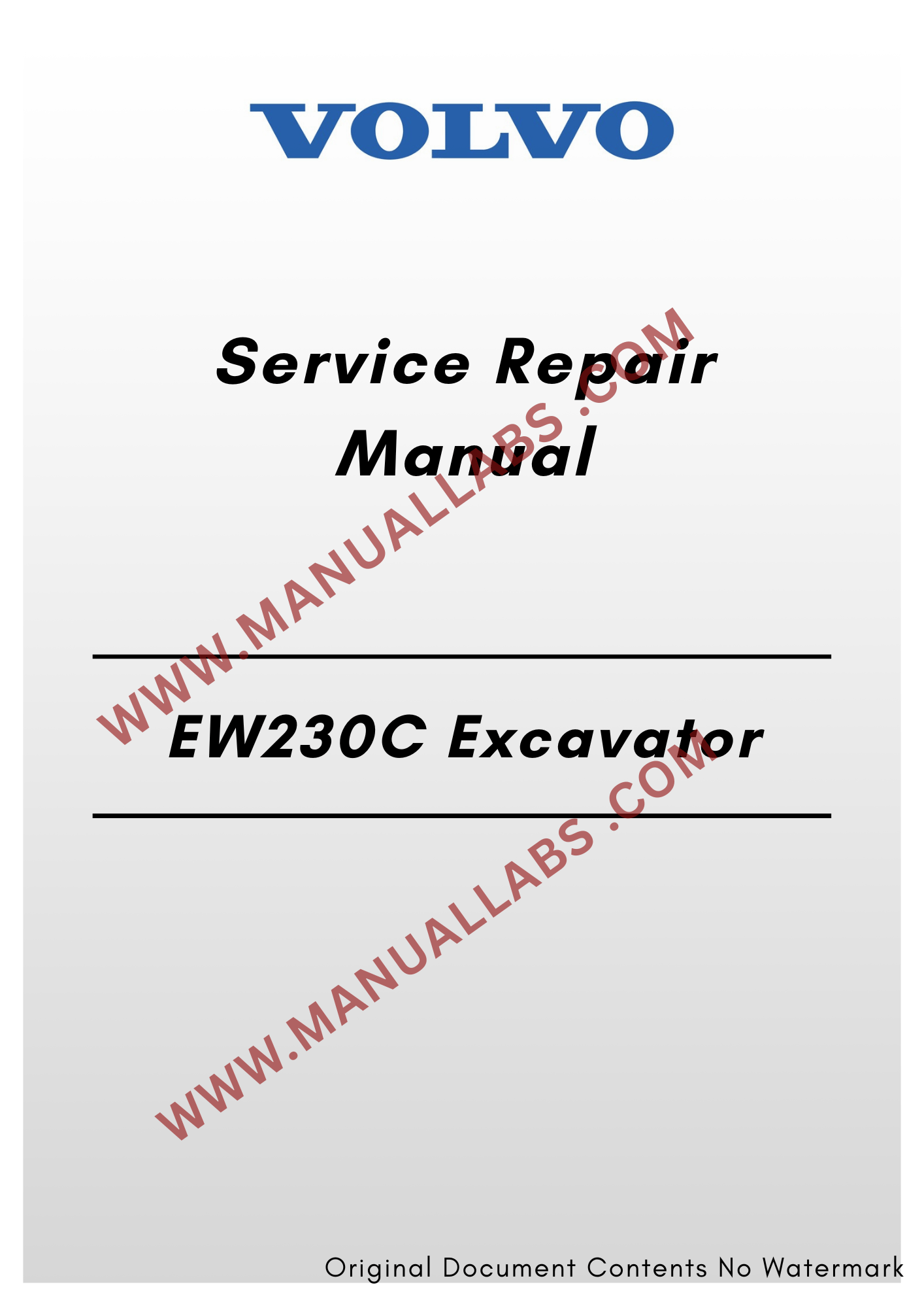 Volvo EW230C Service Repair Excavator manual