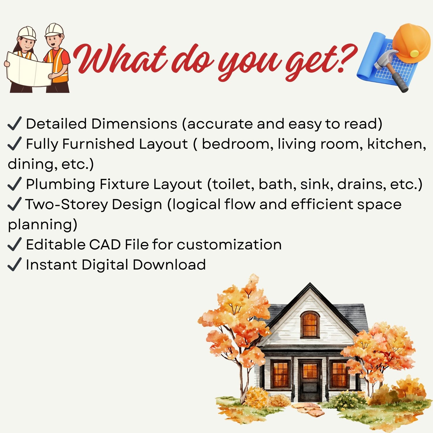 30x40 Two-Storey House Floor Plan (PDF CAD) | Complete Layout with ...