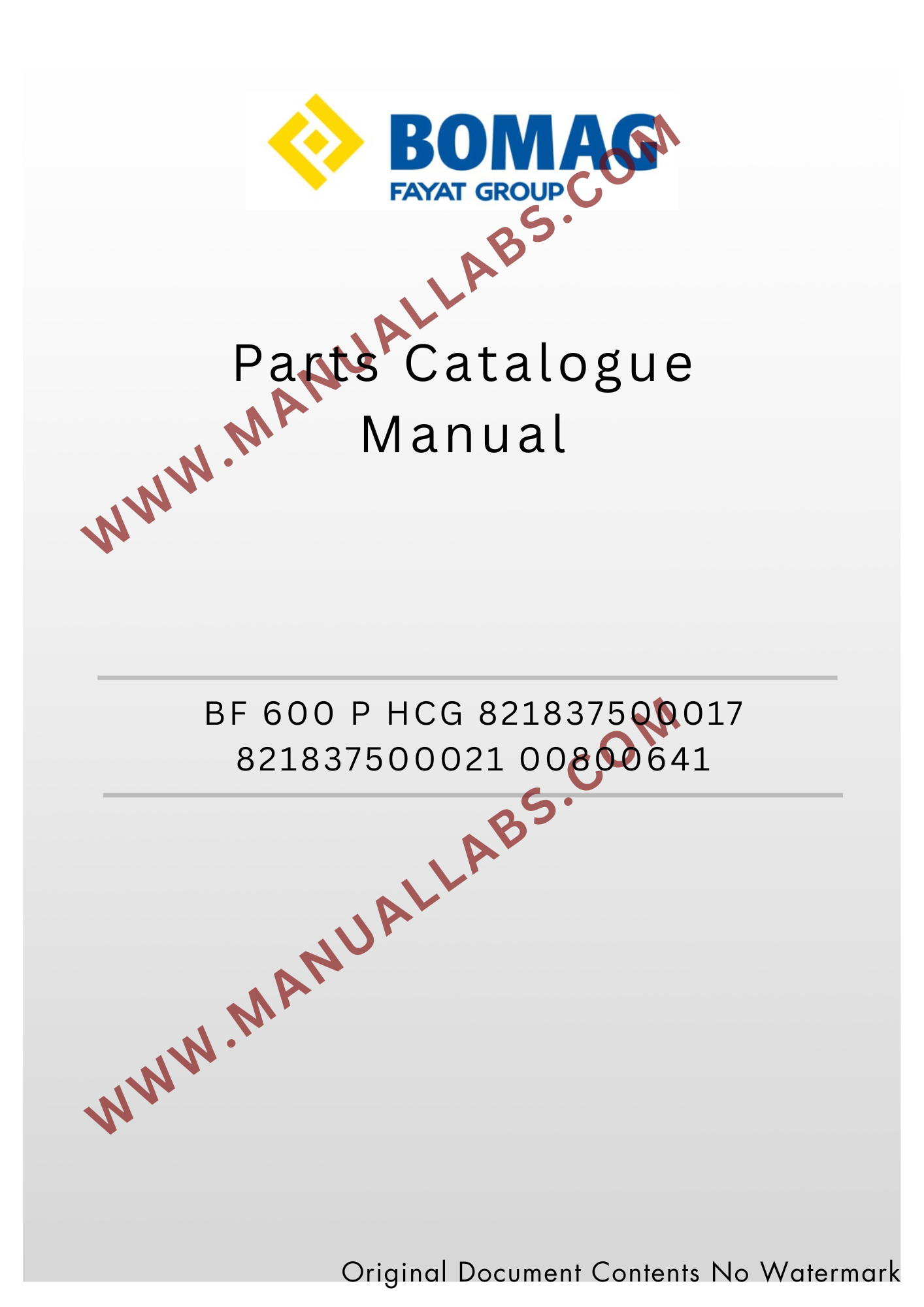 BOMAG BF 600 P Hcg Asphalt Paver 821837500017 821837500021 00800641 ...