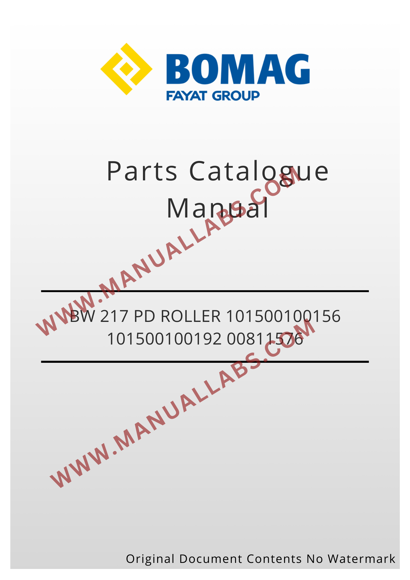BOMAG Bw 217 Pd Single Drum Vibratory Roller 101500100156 101500100192 ...