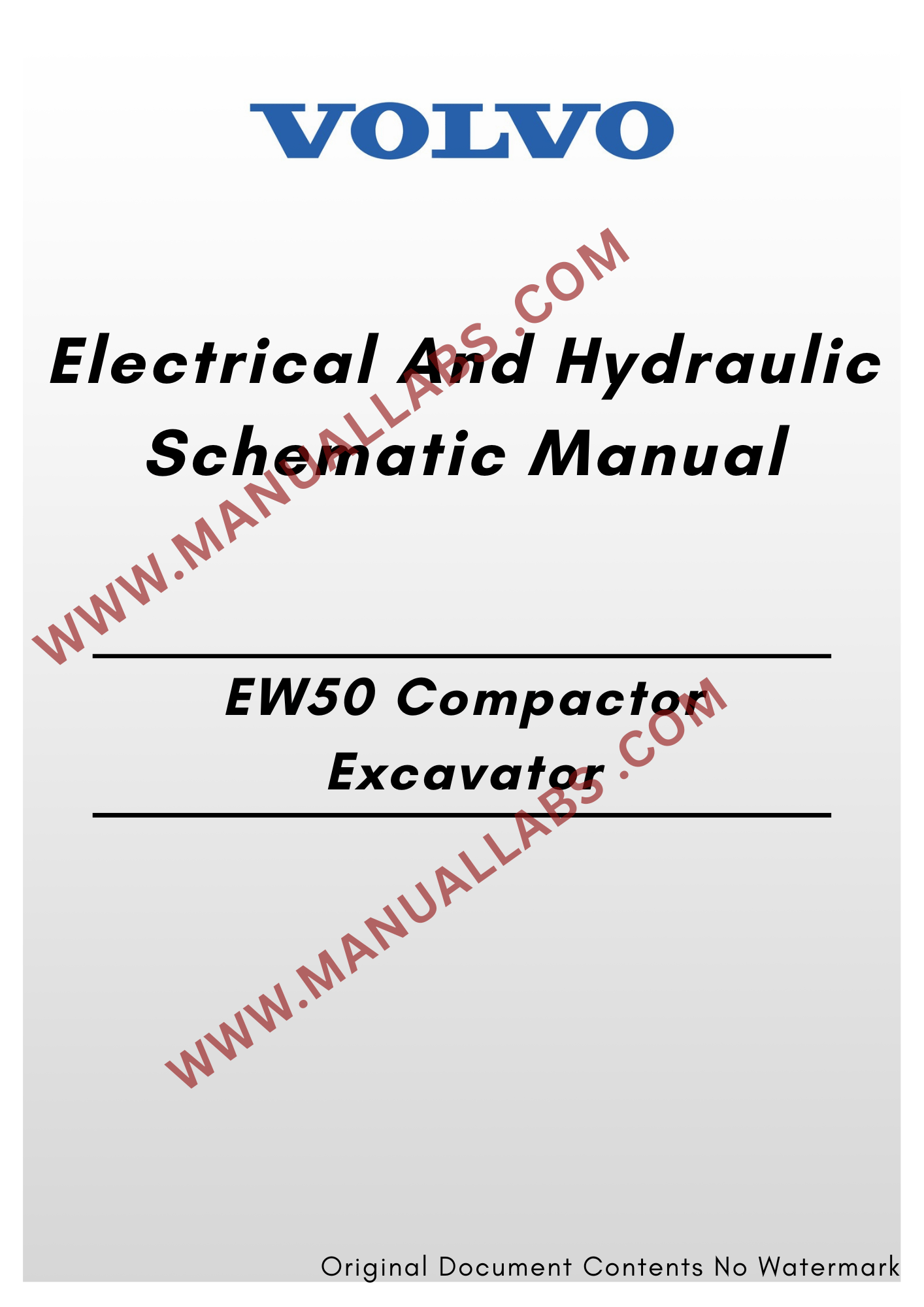 Volvo EW50 Compactor Excavator Electrical And Hydraulic Schematic Manual