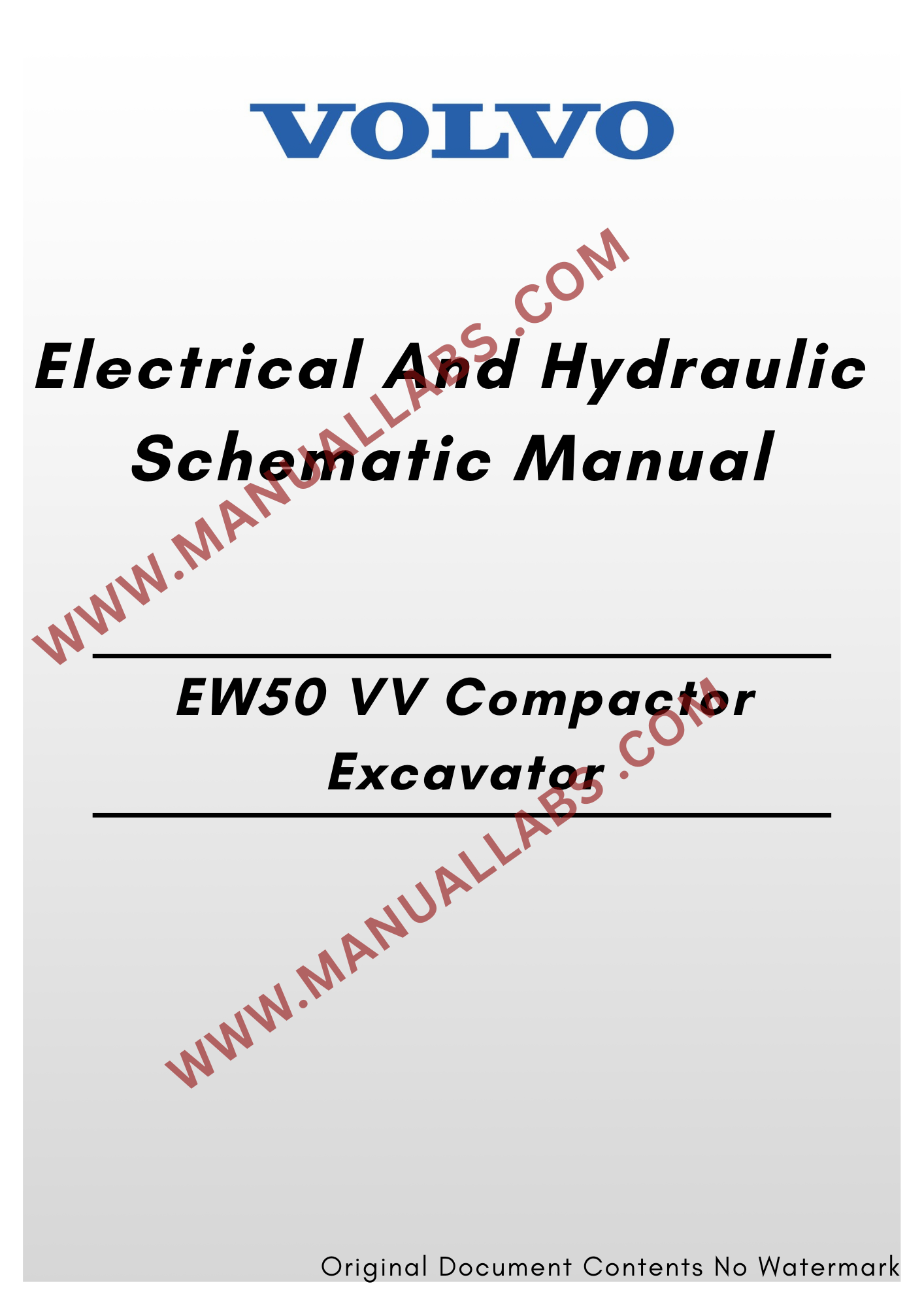Volvo EW50 VV Compactor Excavator Electrical And Hydraulic Schematic Manual
