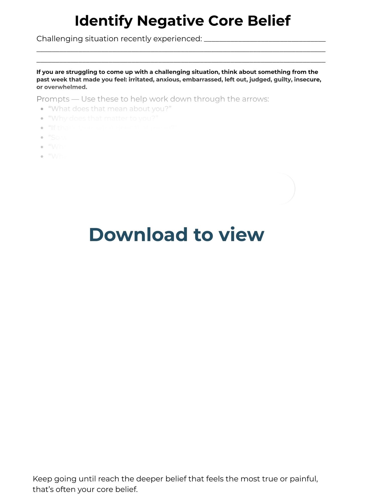 Negative Core Beliefs - Downward Arrow Technique - Payhip