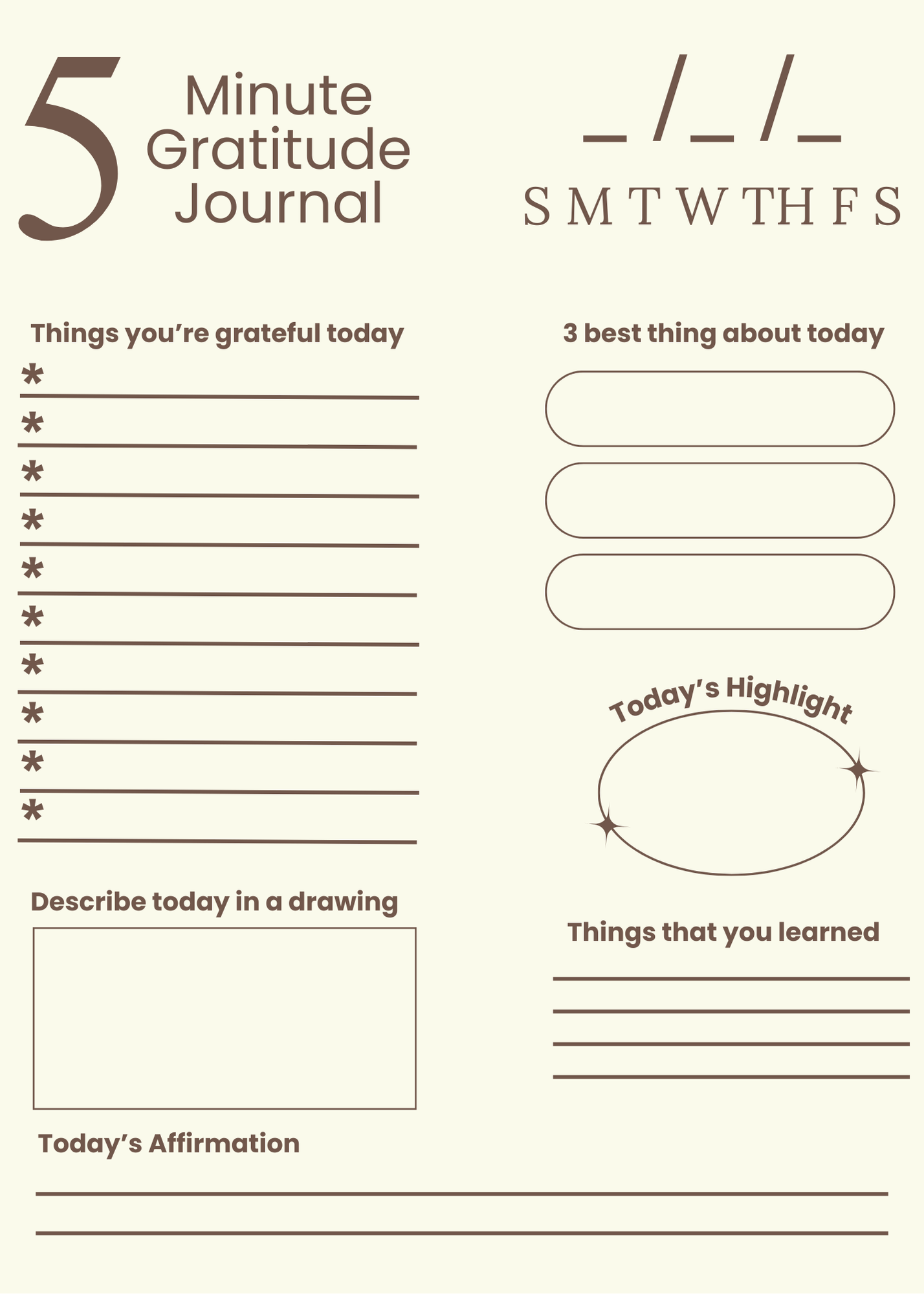 5-Minute Gratitude Journal | Daily Reflection & Mindfulness Planner ...