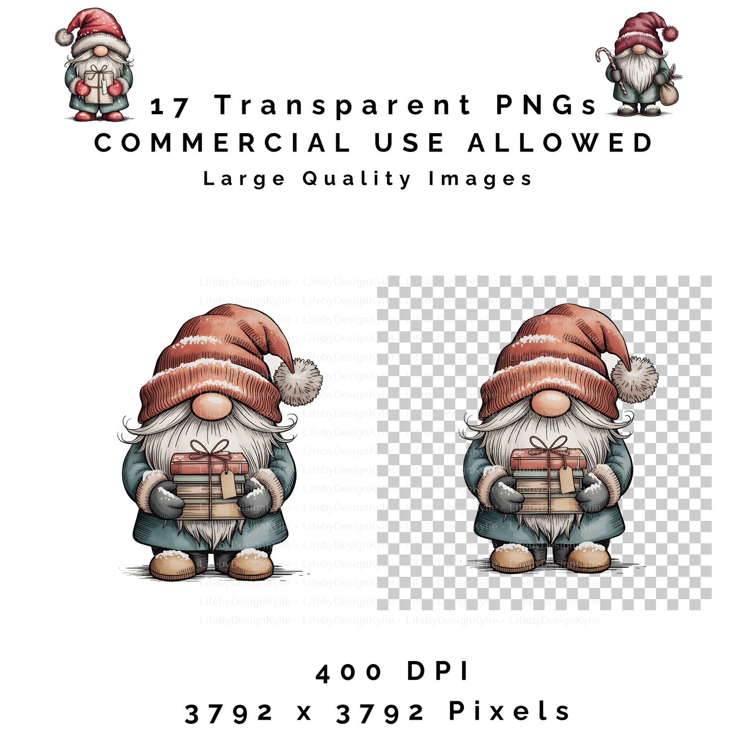 Christmas Gnomes Clipart Set – Vintage Gnome Decoration for Holiday Crafts