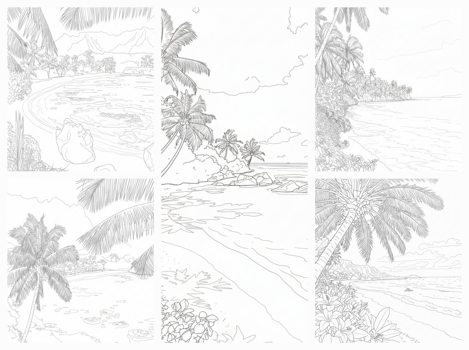 Escape to Paradise: Tropical Beach Coloring Book – 20 Printable Palm ...