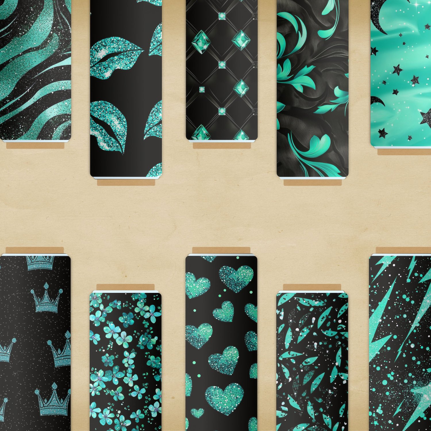 Teal Glam Seamless Patterns Digital Digital Paper Download Commercial ...