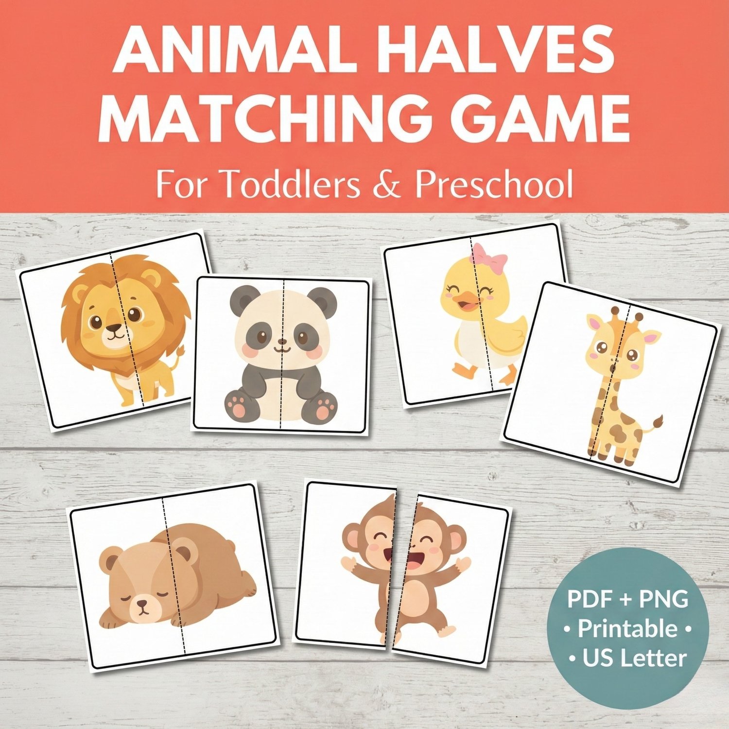Animals Matching Game Printable | 30 Animal Symmetry Cards | Preschool ...