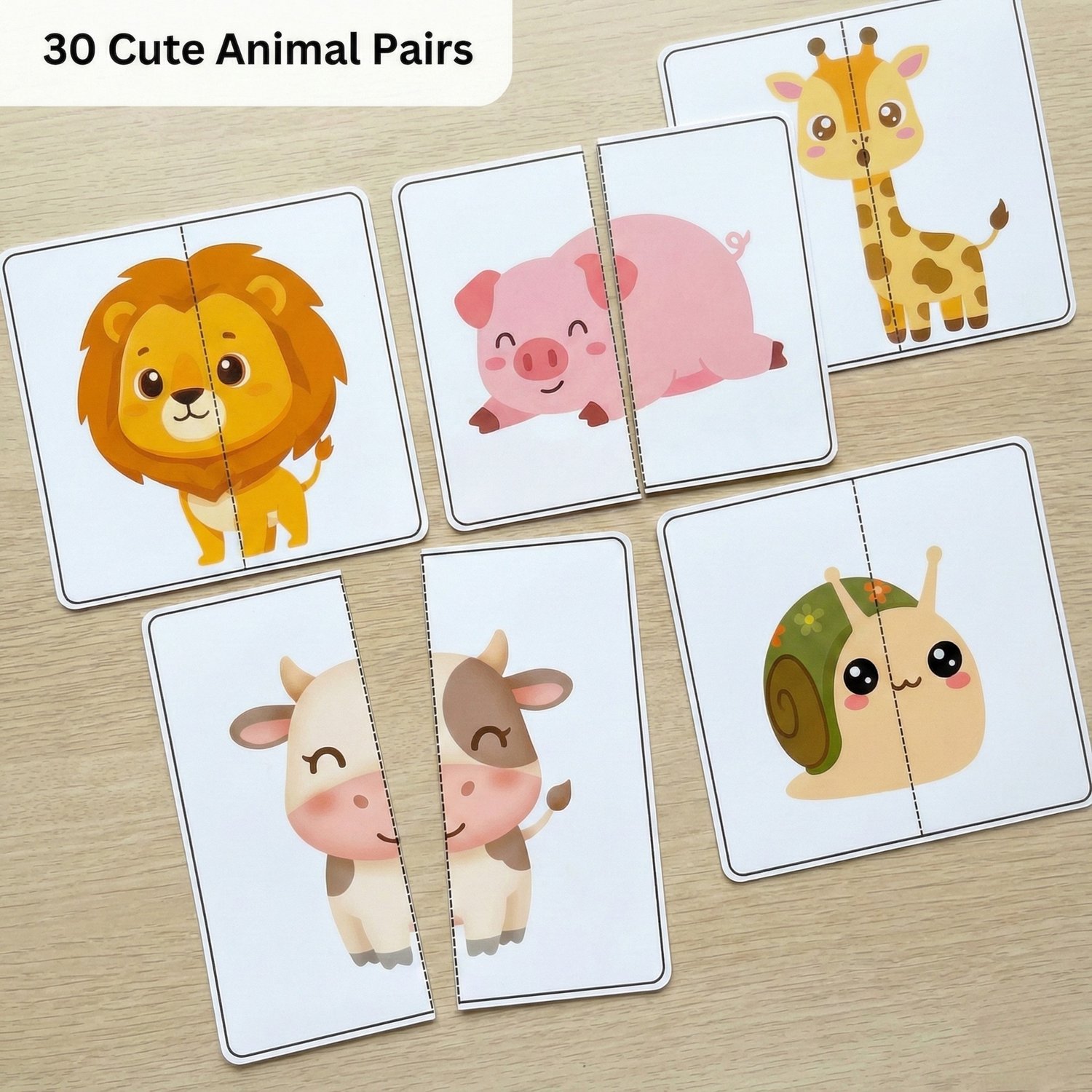 Animals Matching Game Printable | 30 Animal Symmetry Cards | Preschool ...