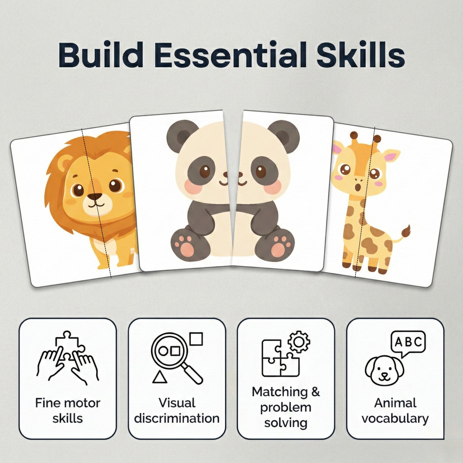 Animals Matching Game Printable | 30 Animal Symmetry Cards | Preschool ...