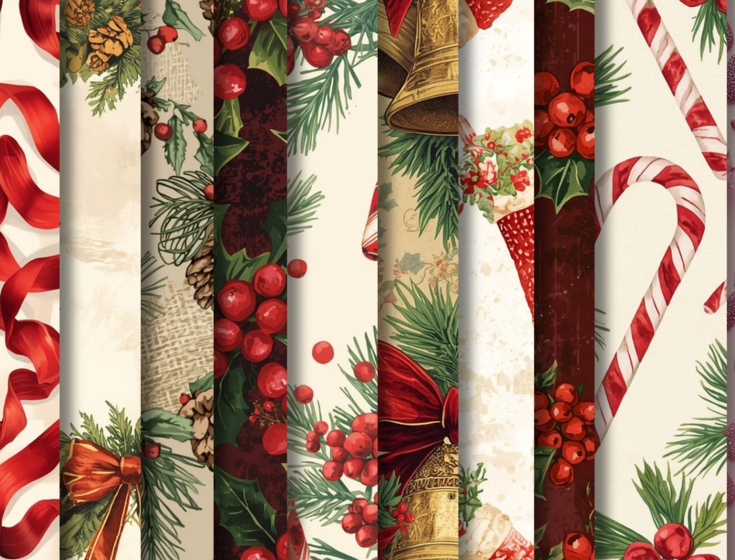 Christmas Digital Paper, Holiday, Festive, Jolly, Santa Claus, Winter ...
