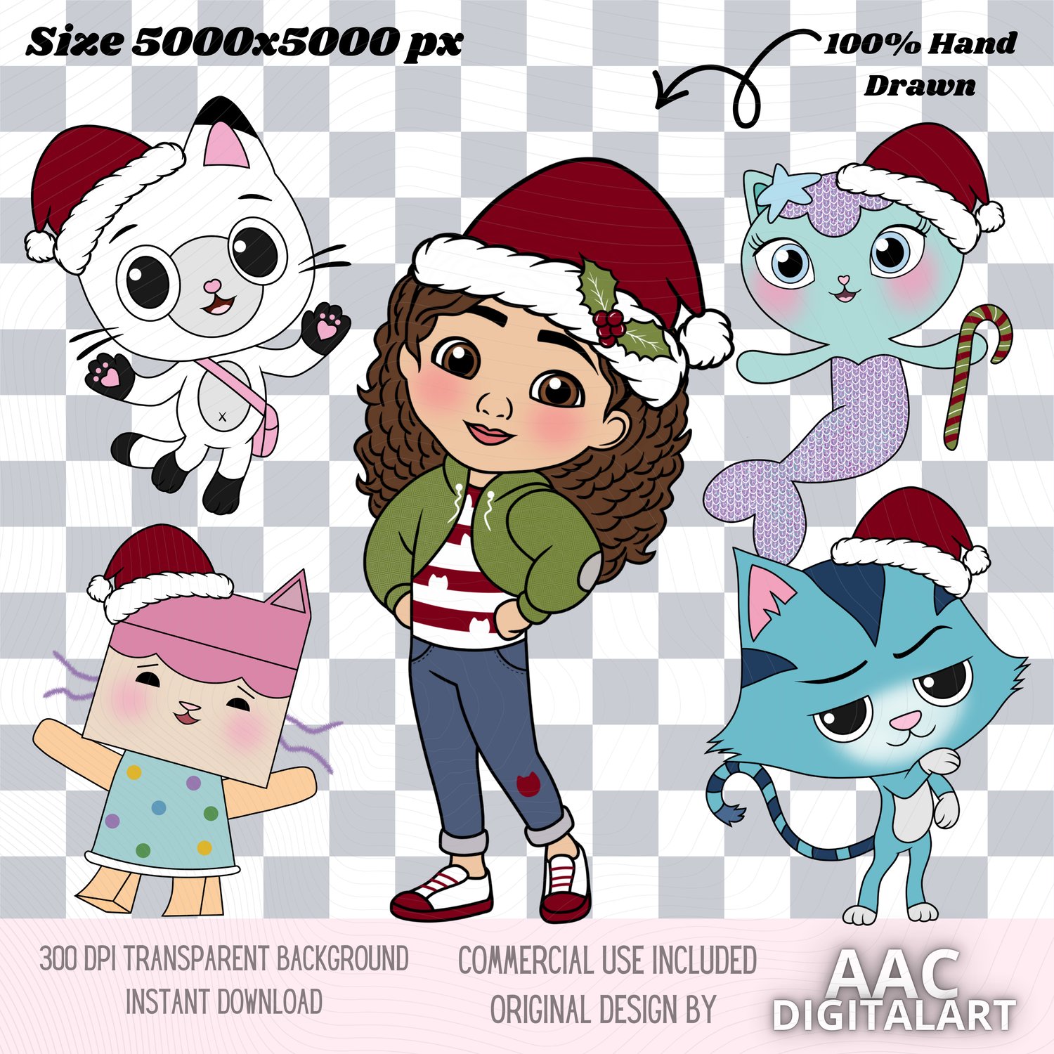 Gabby’s Dollhouse Christmas Clipart Bundle | 15 Kawaii Holiday ...