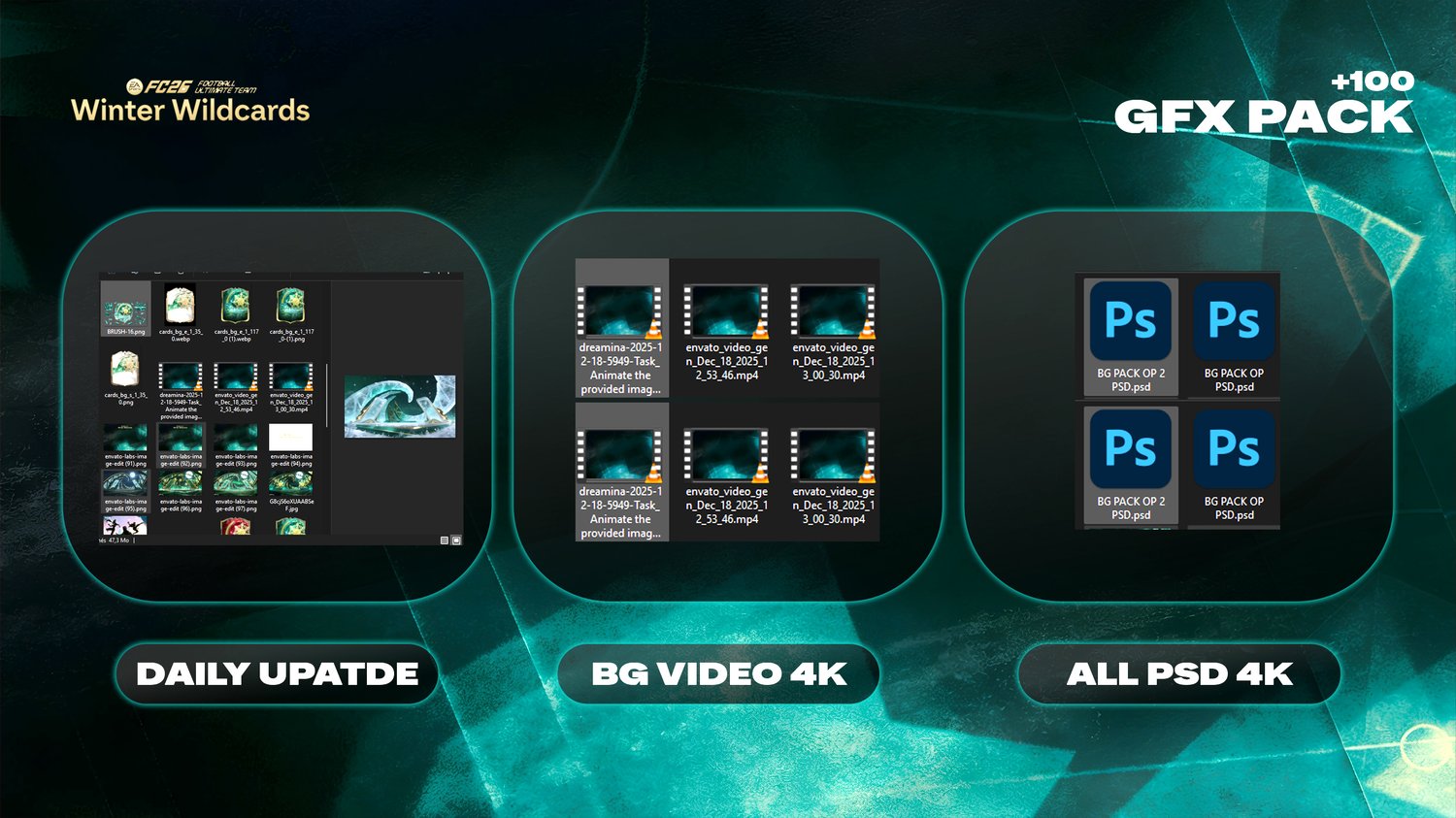 FC26 Winter Wildcards – Graphic Pack (Thumbnails, Banners & PNG Assets)