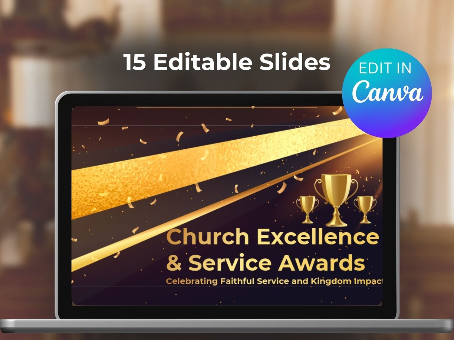 Black & Gold Church Excellence and Service Awards – 15 Editable Canva ...