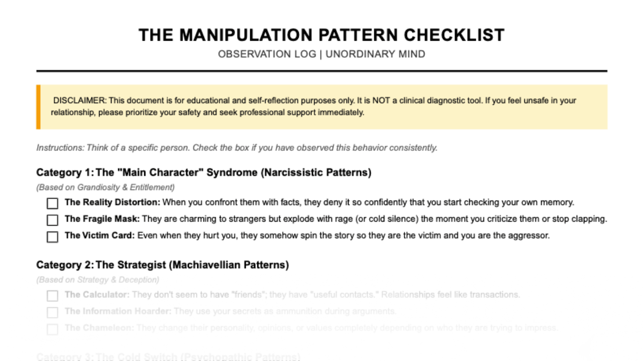 THE MANIPULATION PATTERN CHECKLIST