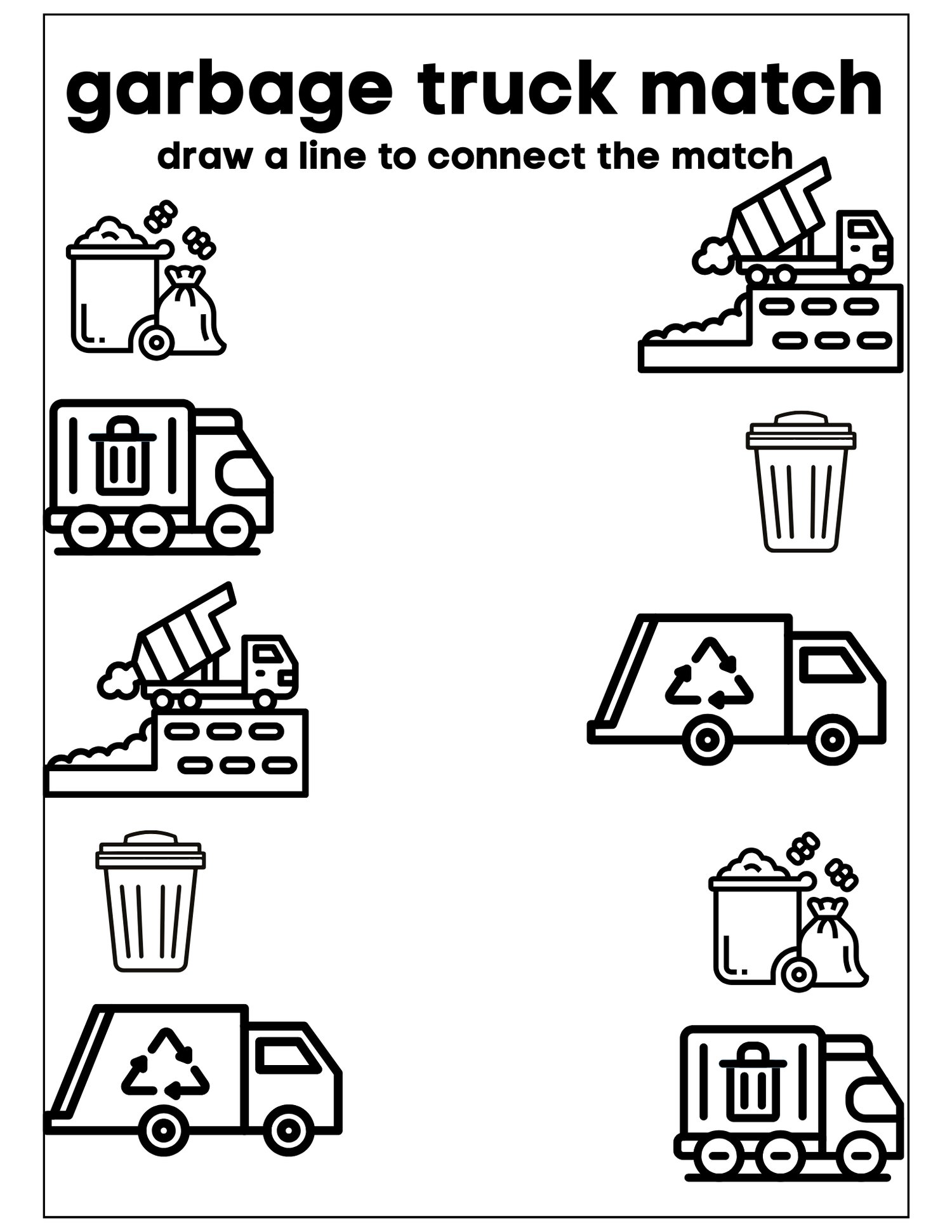 Garbage Truck Toddler Activity Pack | Tracing, Matching & Build-a-Truck ...