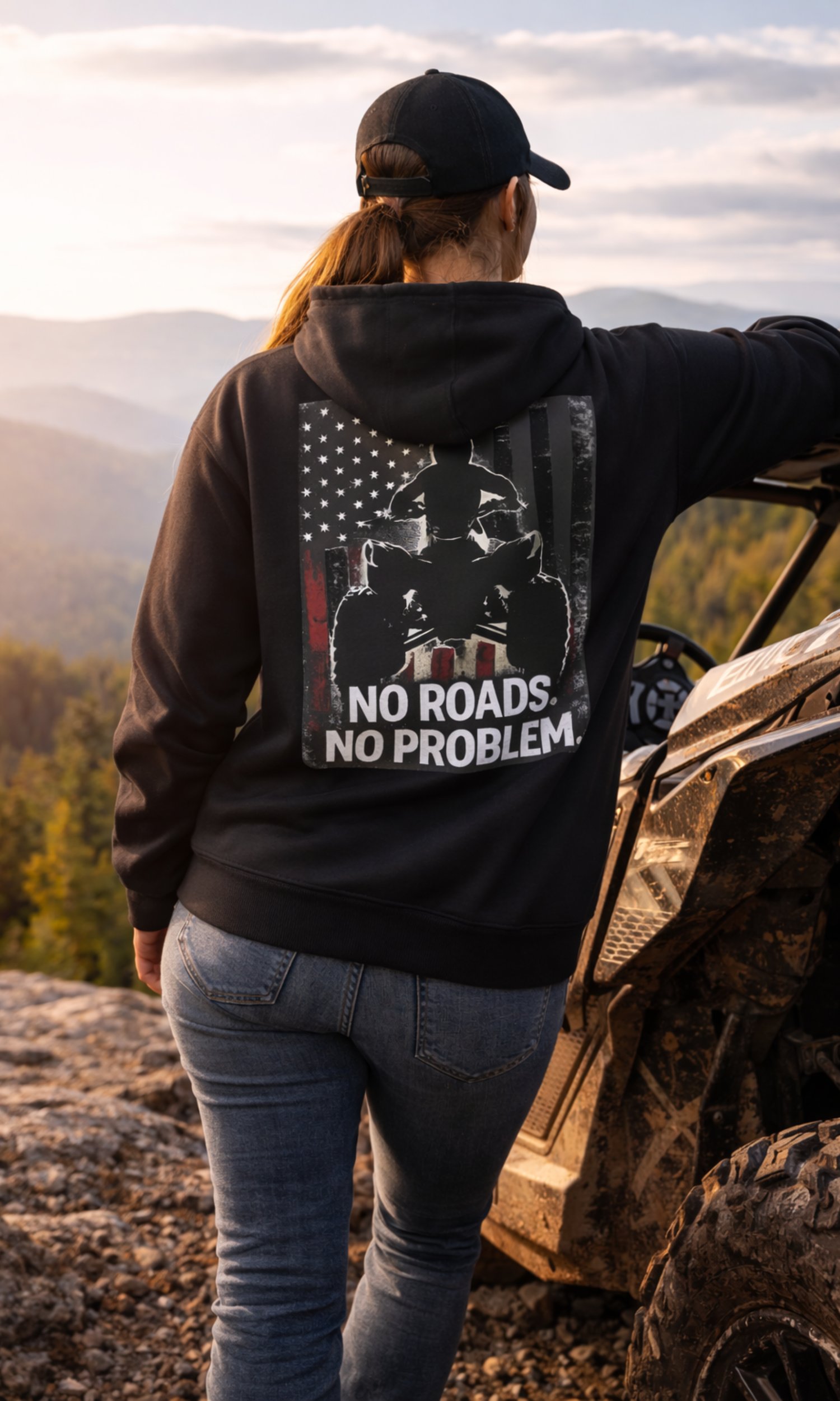No Roads No Problem Hoodie UTV/ATV Off-Road Graphic Hoodie