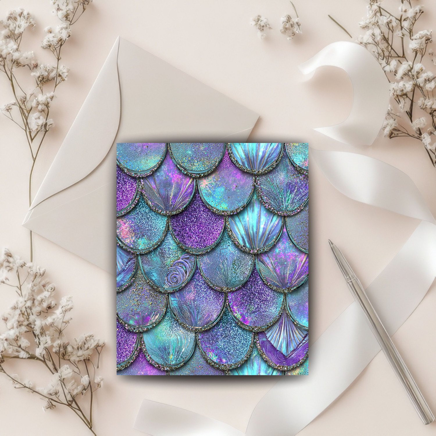 Iridescent Mermaid Scales Seamless Patterns Digital Paper Digital ...