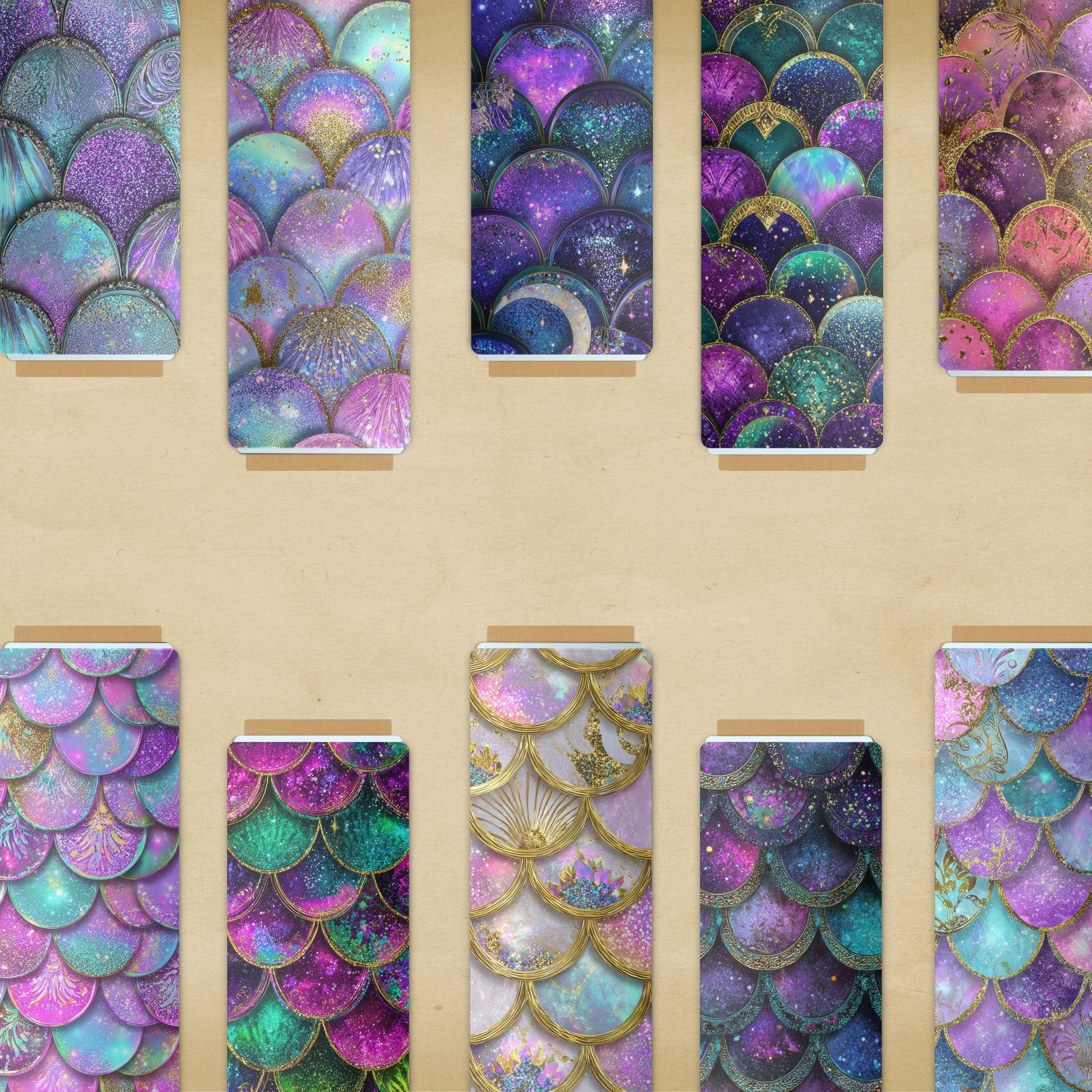 Iridescent Mermaid Scales Seamless Patterns Digital Paper Digital ...