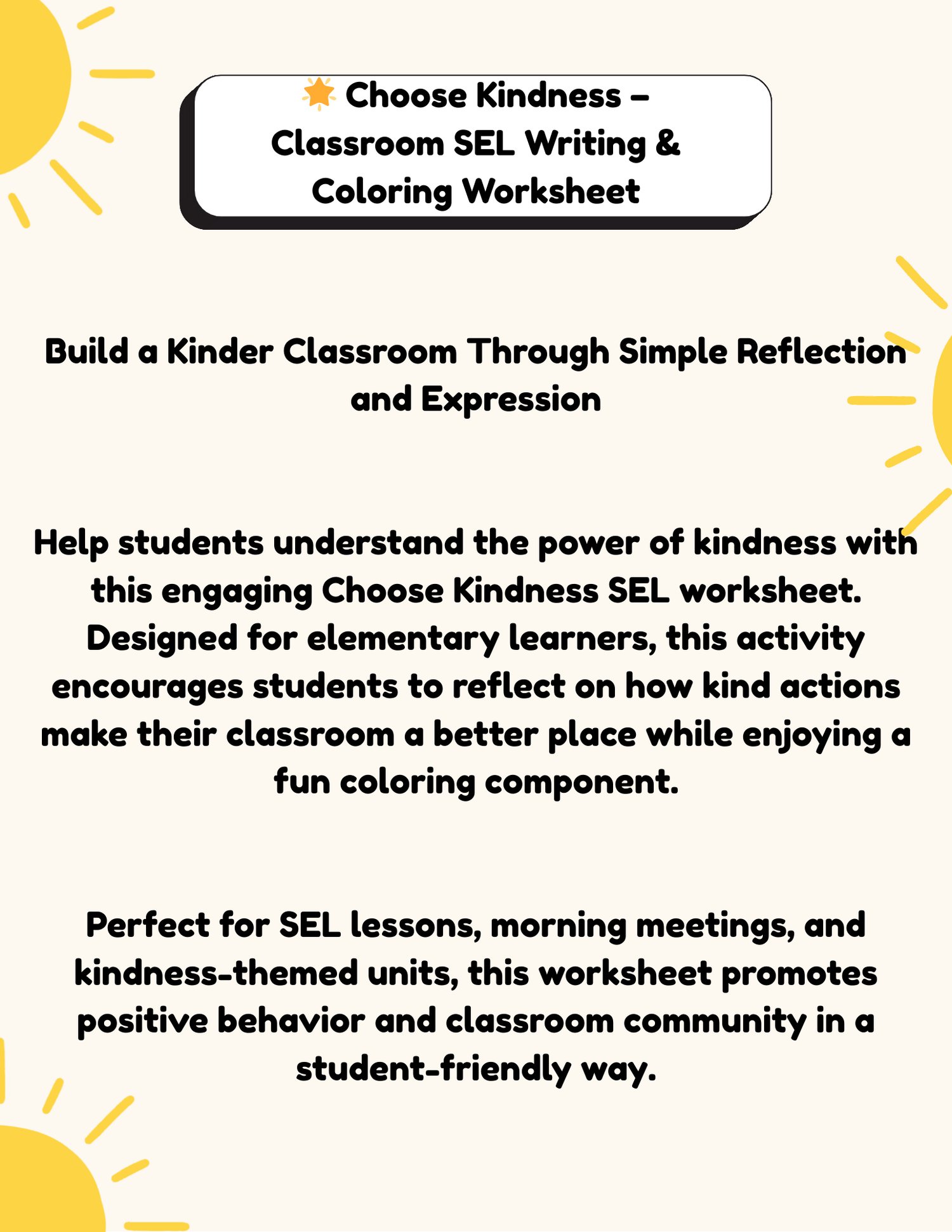 Choose Kindness | Worksheet for Elementary (Print & Go, No Prep) - Payhip