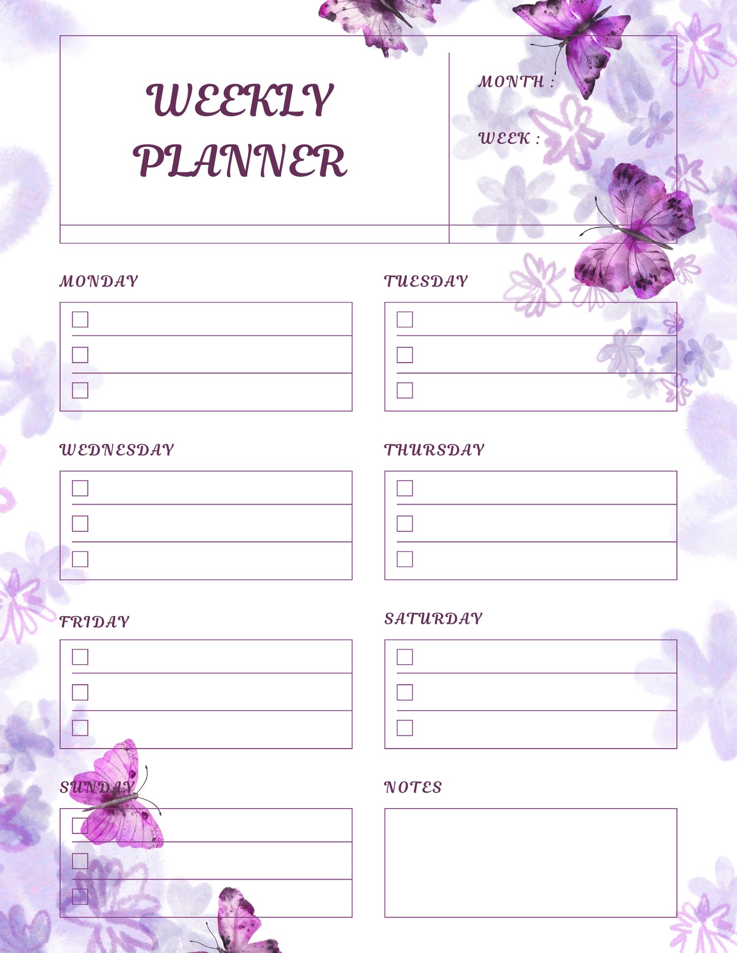 BUTTERFLY THEMED PLANNER - Payhip