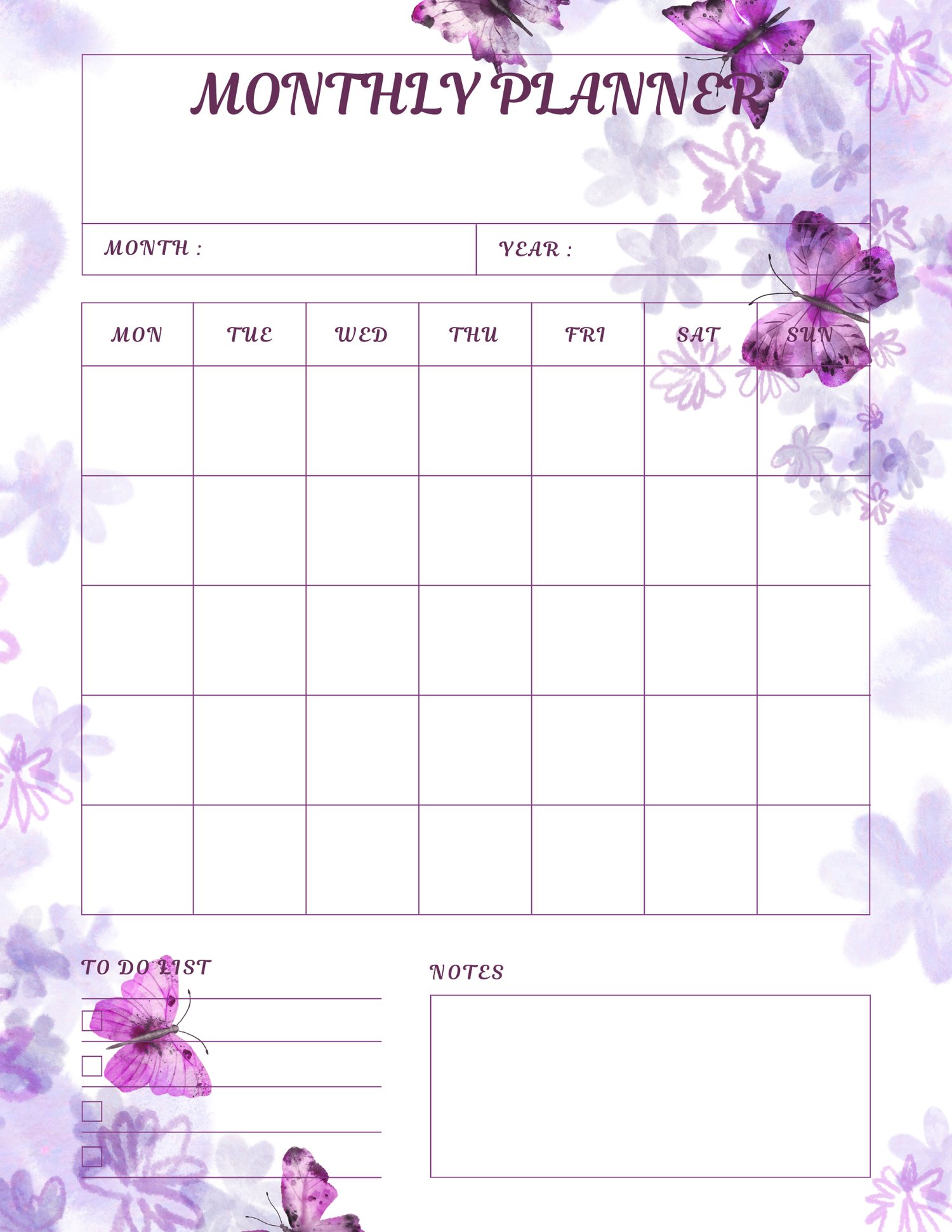 BUTTERFLY THEMED PLANNER - Payhip