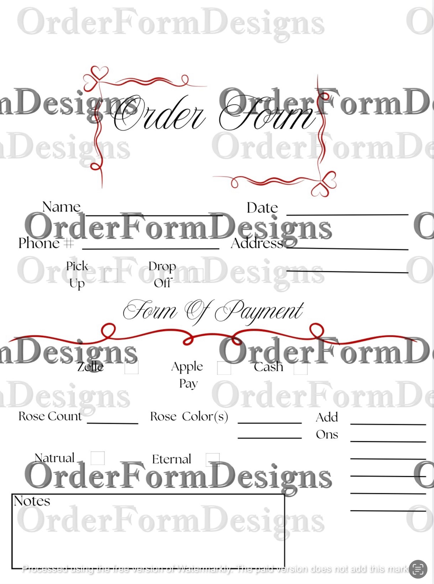 Florist order form - Payhip