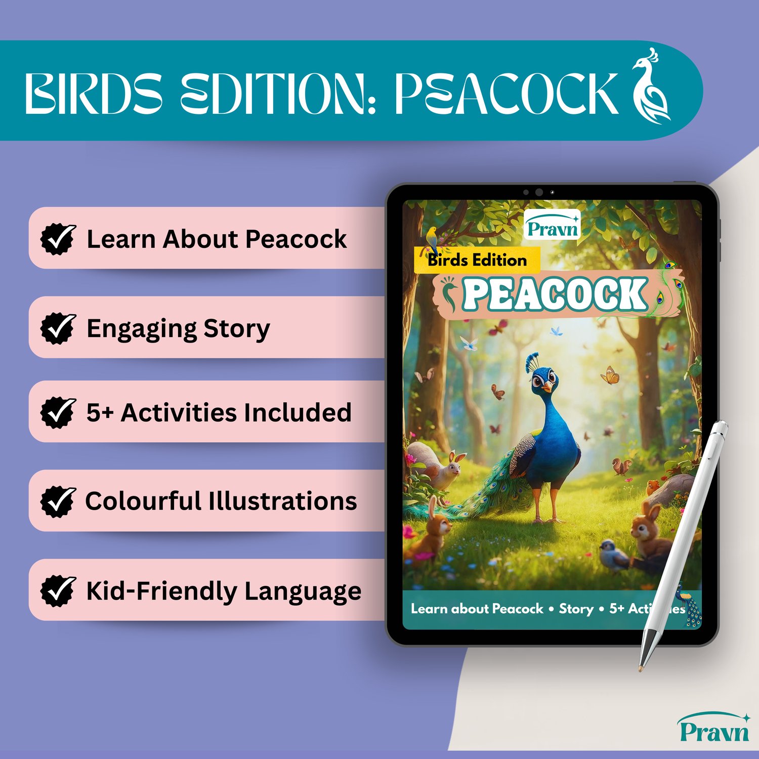 Peacock | Learn About Peacock | Peacock Story | 5 Kids Activities ...