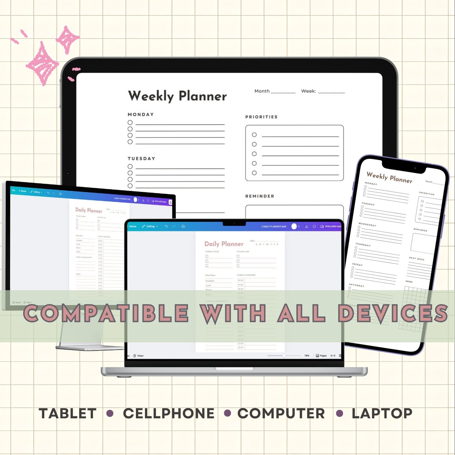 Simple Printable Digital Weekly Planner - Payhip