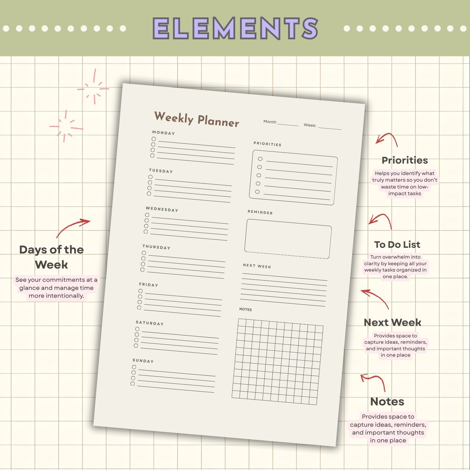 Simple Printable Digital Weekly Planner - Payhip