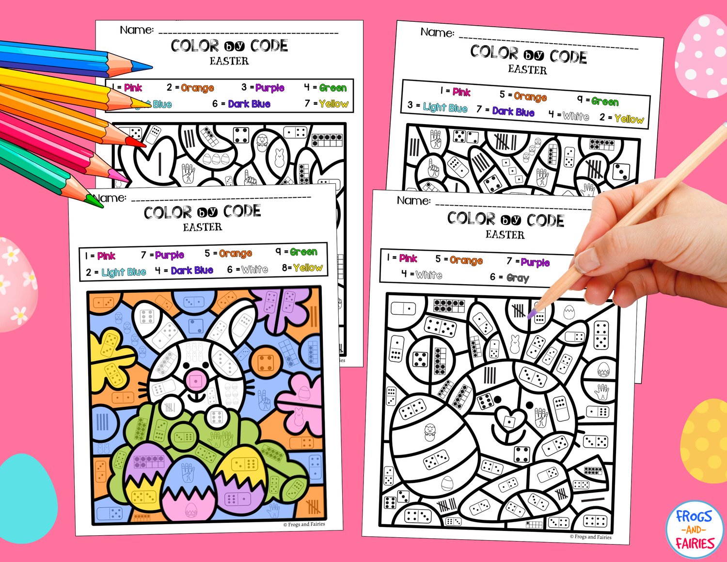 Easter Color by Code Worksheets – Fun Number Sense Activities (1-10)