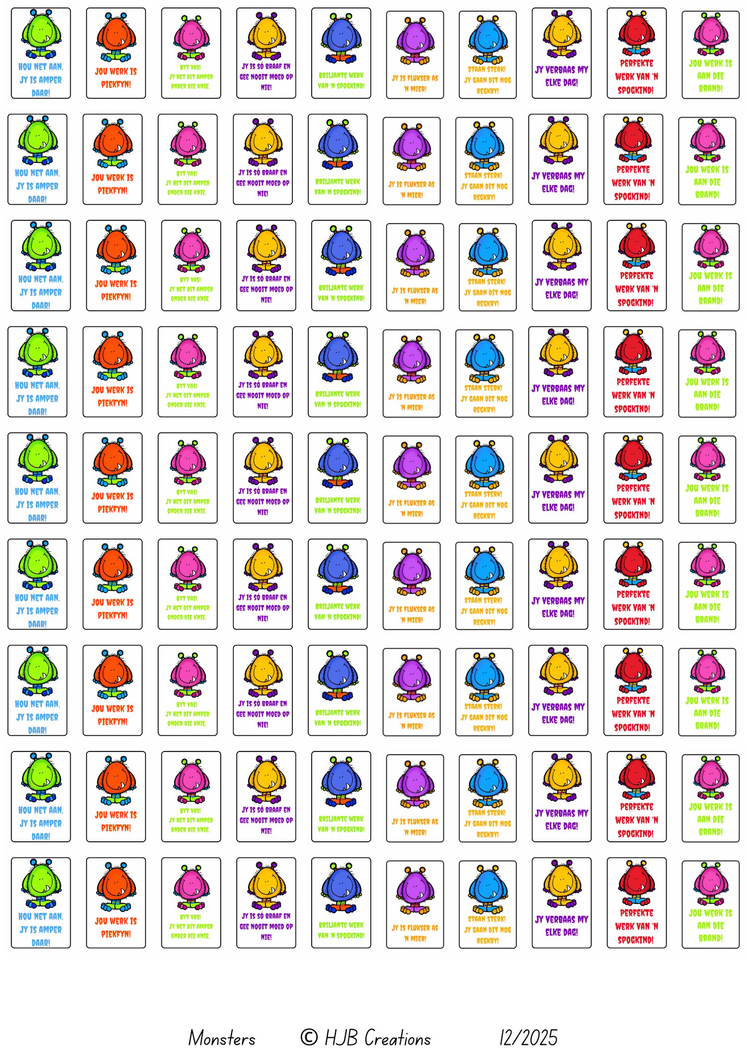Afrikaanse Monstertjies “reward stickers” - Payhip