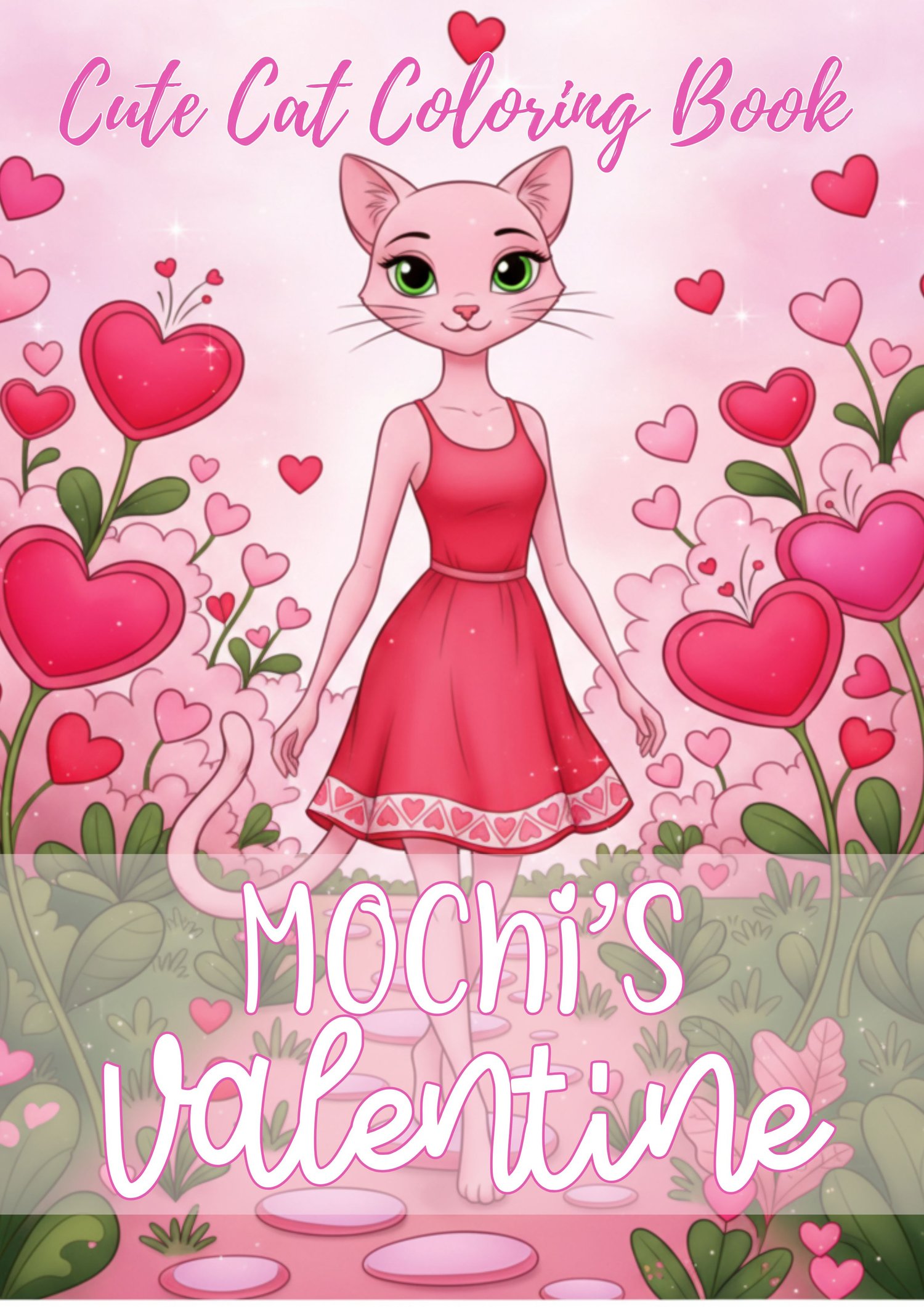 Cute Cat Valentines Day Coloring Book - Mochi's Valentine