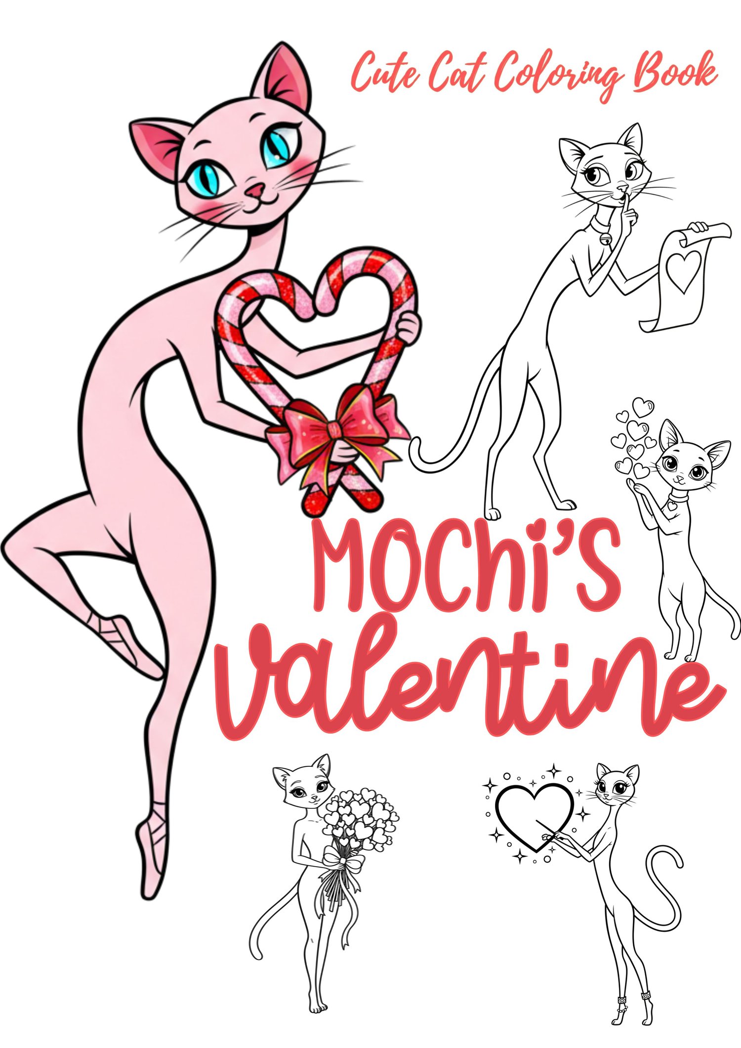 Cute Cat Valentines Day Coloring Book - Mochi's Valentine