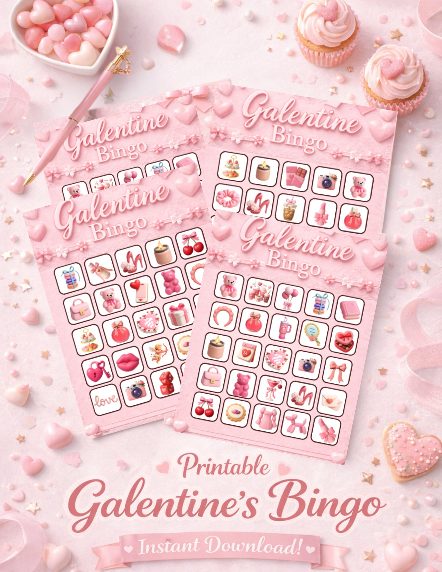 Printable Galentine’s Day Bingo Game for Girls Night, 35 Bingo Cards 45 ...